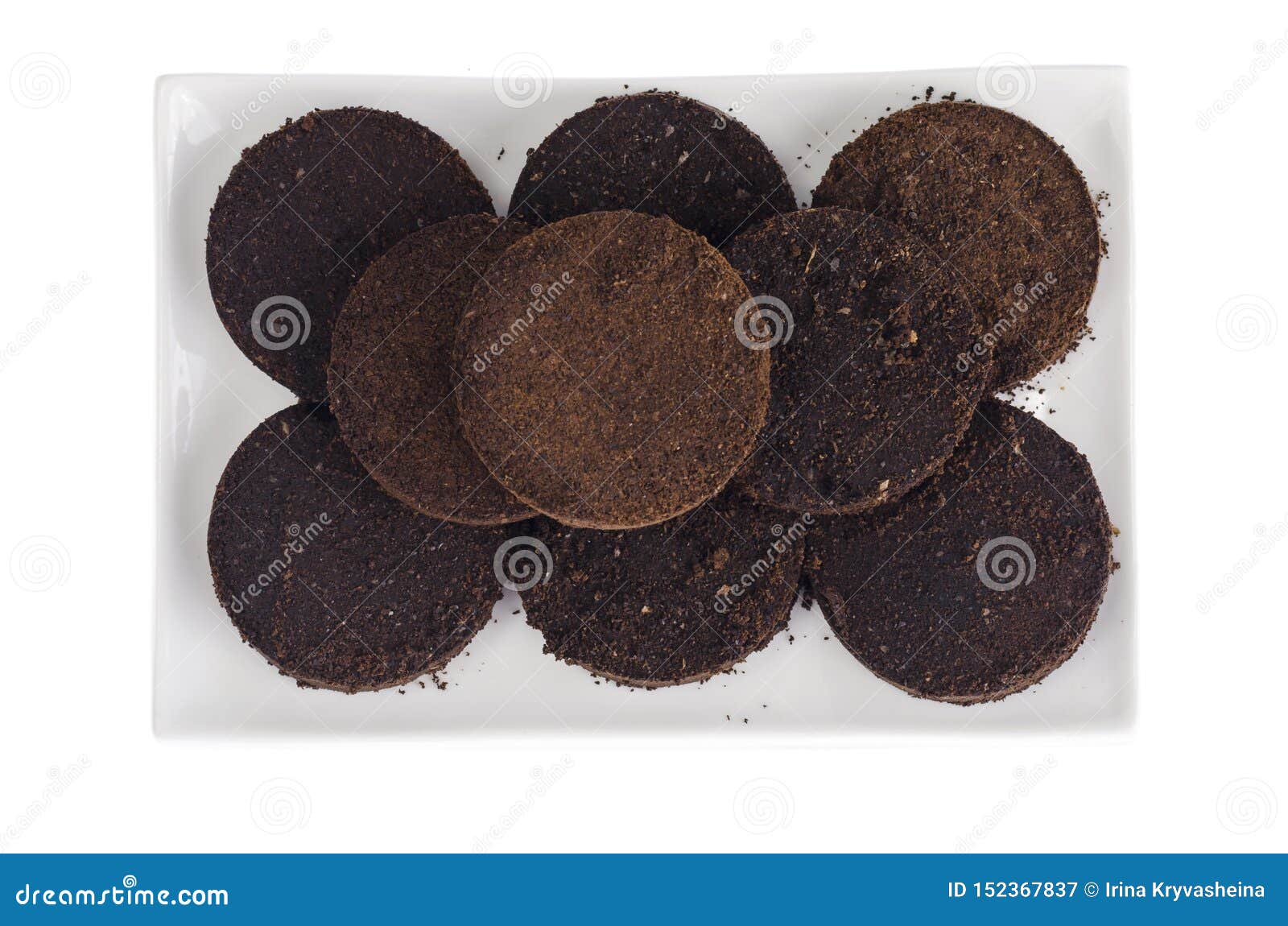 Pressed Waste Coffee Beans on White Background Stock Image - Image of ...