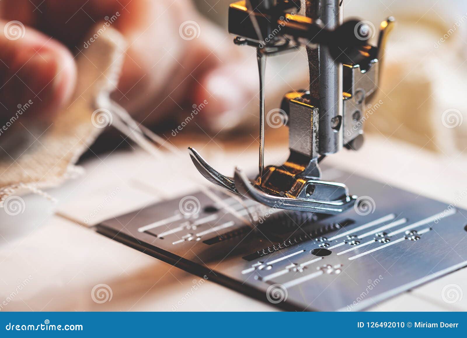 Presser Foot Of Antique Manual Sewing Machine, Close Up. Tailors ...