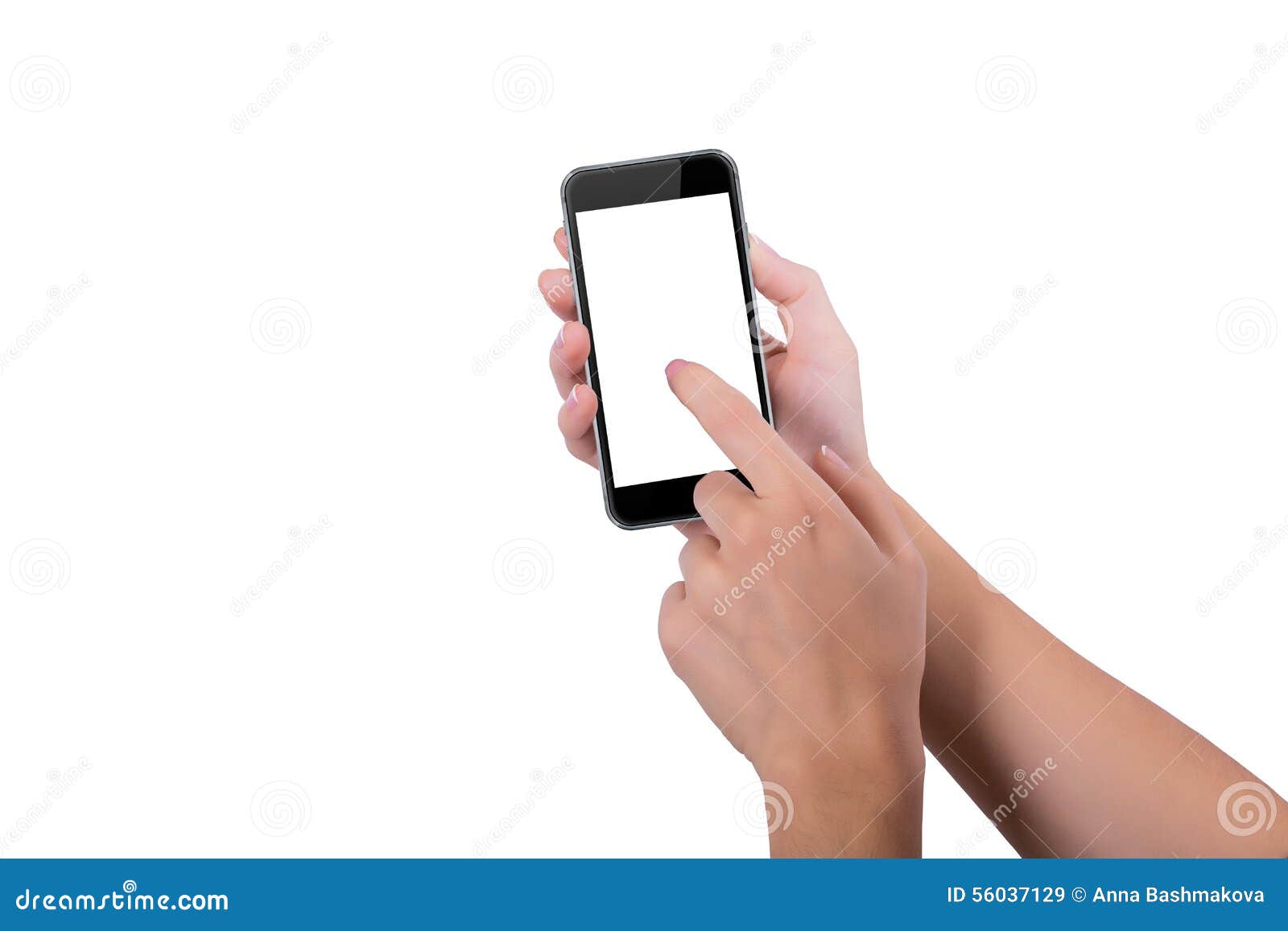 Presses Index Finger on the the Phone Screen Stock Image - Image of ...