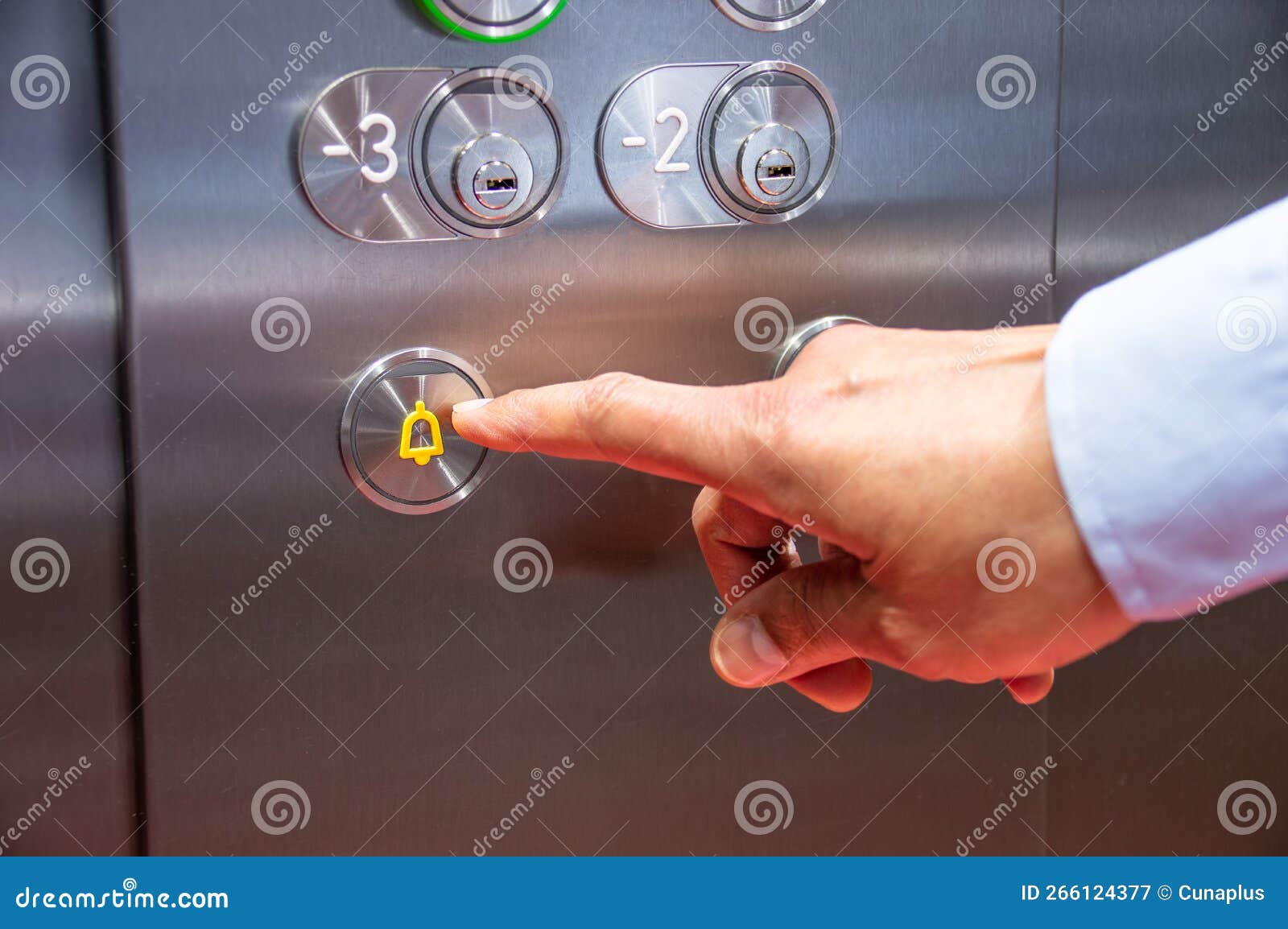 Pressing the alarm button stock image. Image of emergency - 266124377