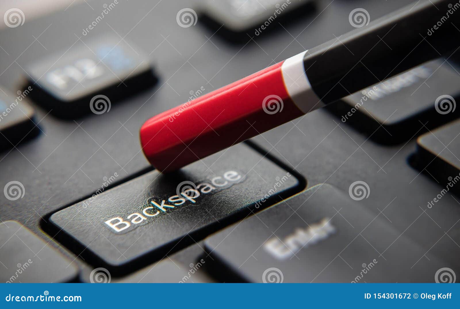 Pressing `backspace` Button on Black Keyboard with Pencil Stock Photo ...