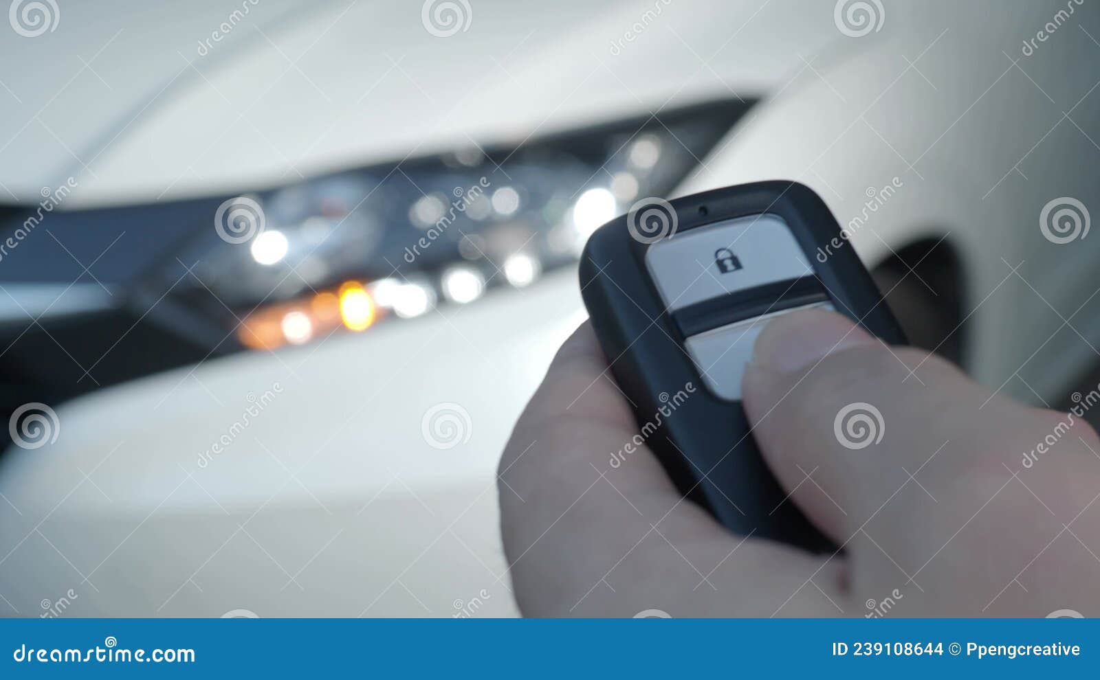 Pressing the Button of the Car Key and the Lights Blink Stock Footage ...