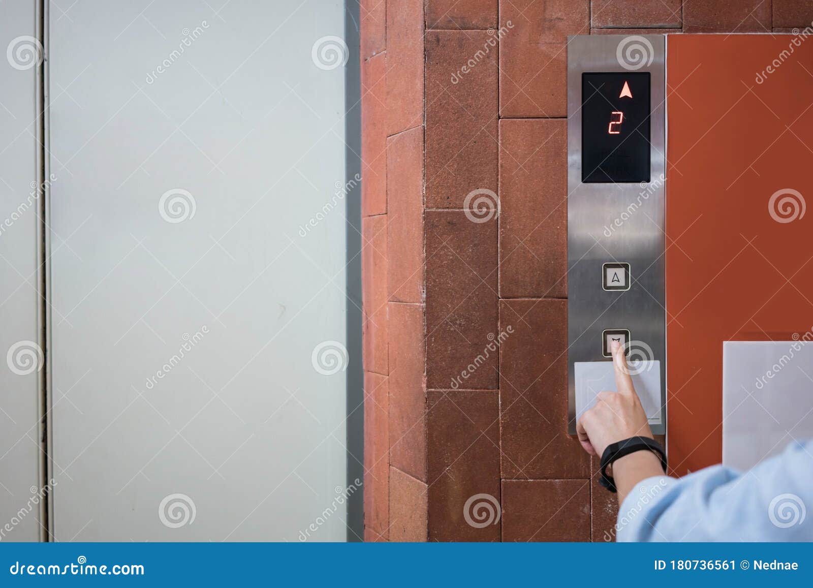 Pressing the Button the Elevator Stock Image - Image of lift, closeup ...