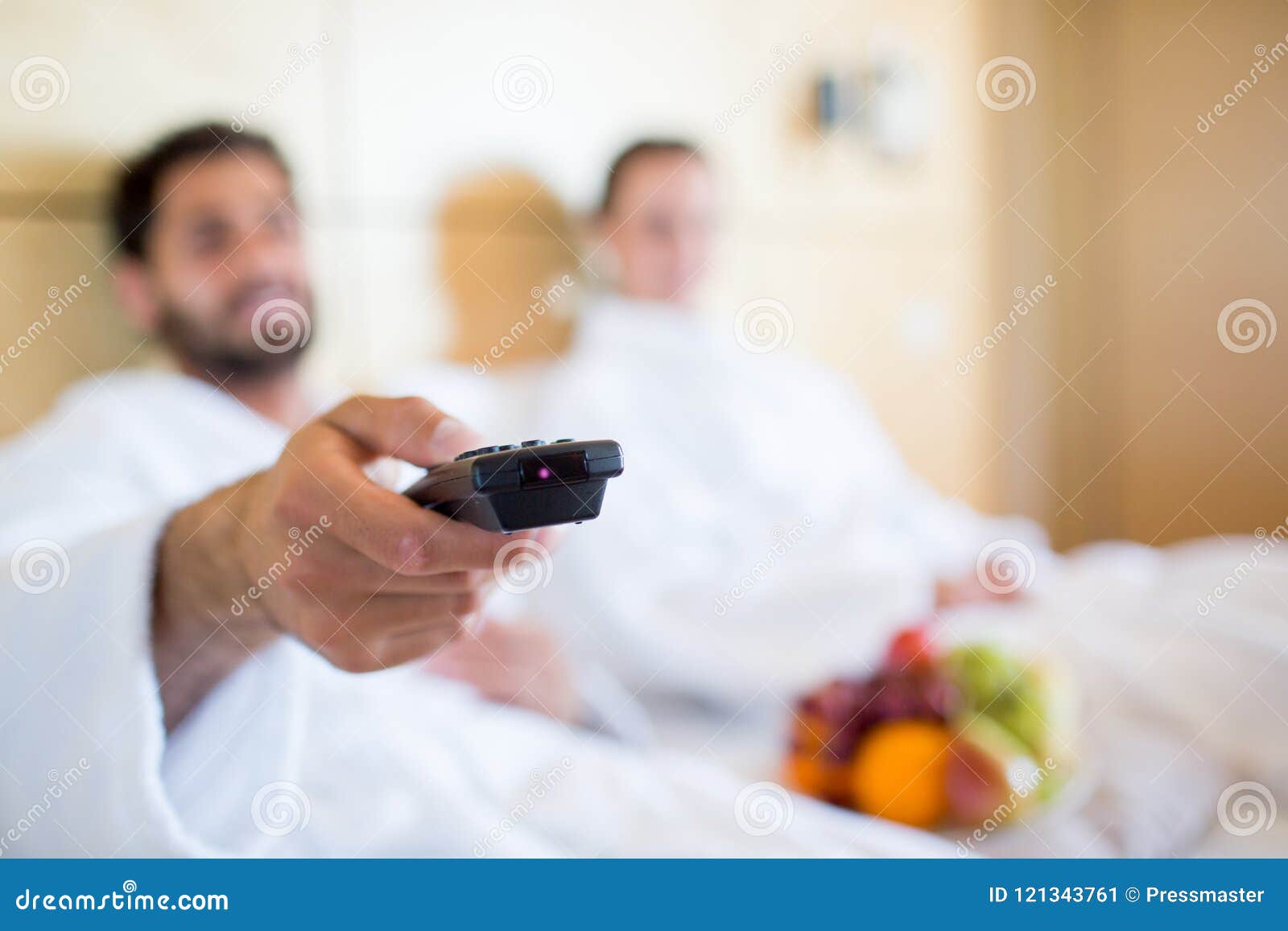 Pressing Button on Remote Control Stock Image - Image of device, remote ...