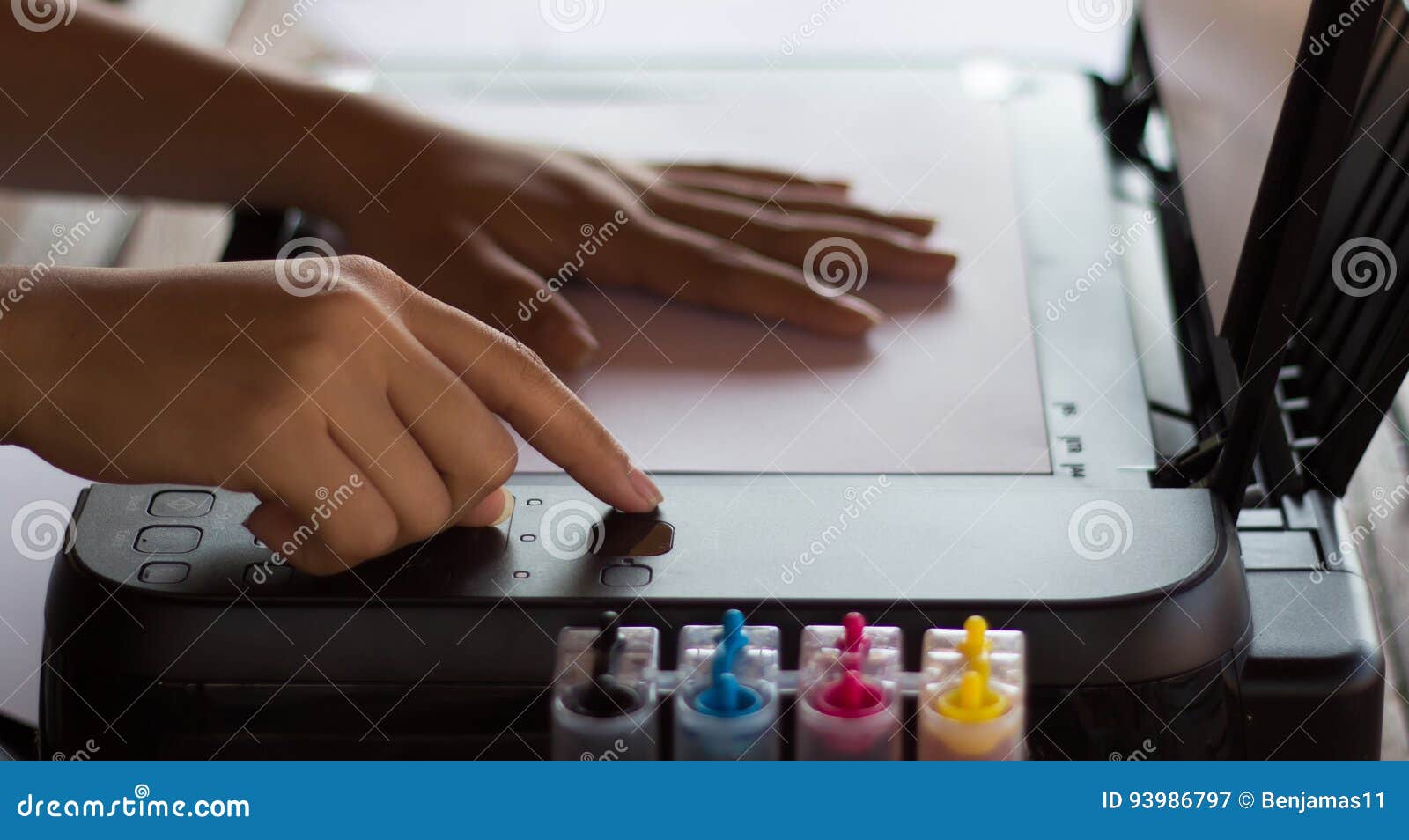 Pressing copier. stock image. Image of service, education - 93986797