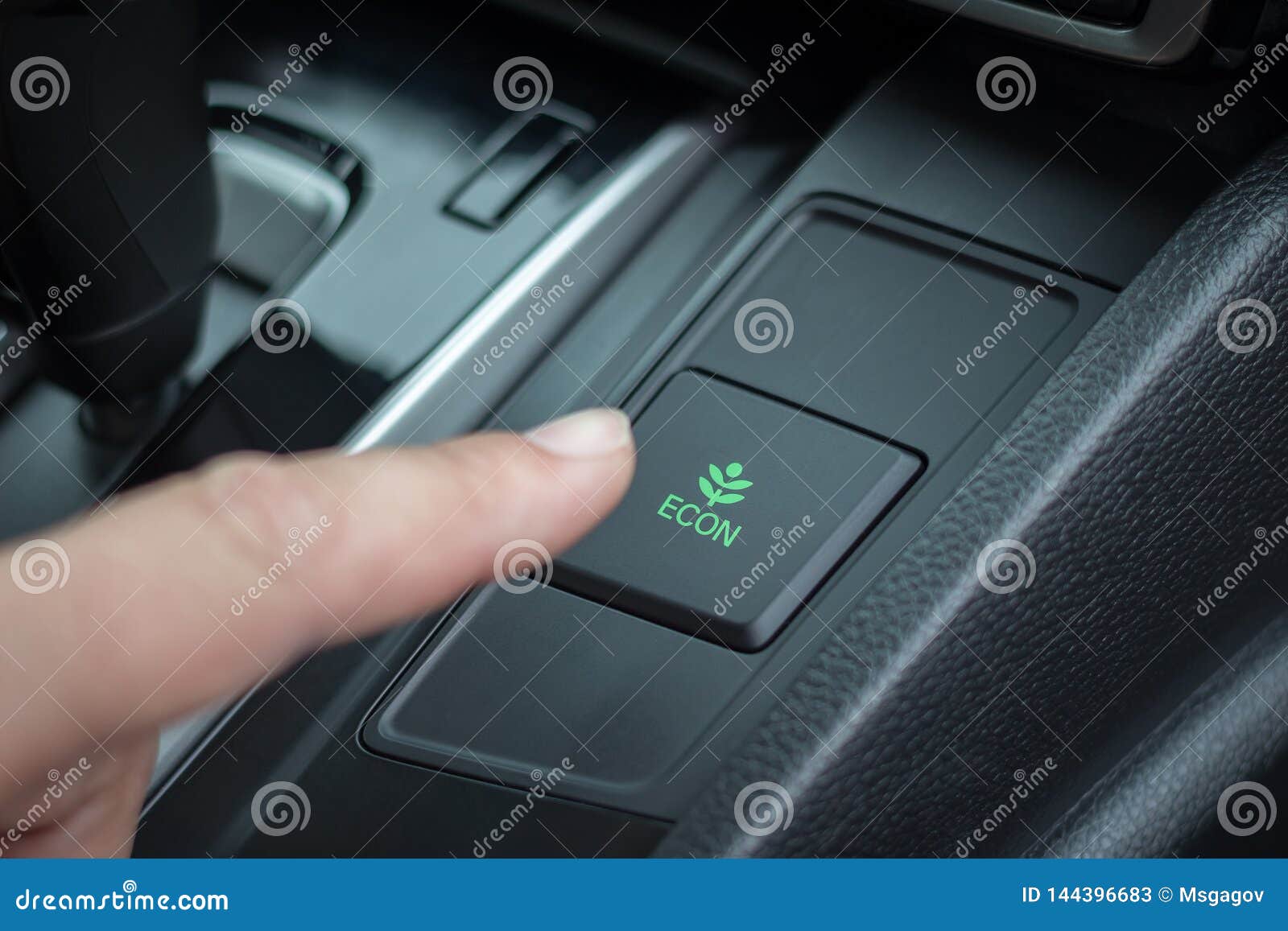 Pressing Econ Mode Switch in Car Stock Image - Image of icon, auto ...