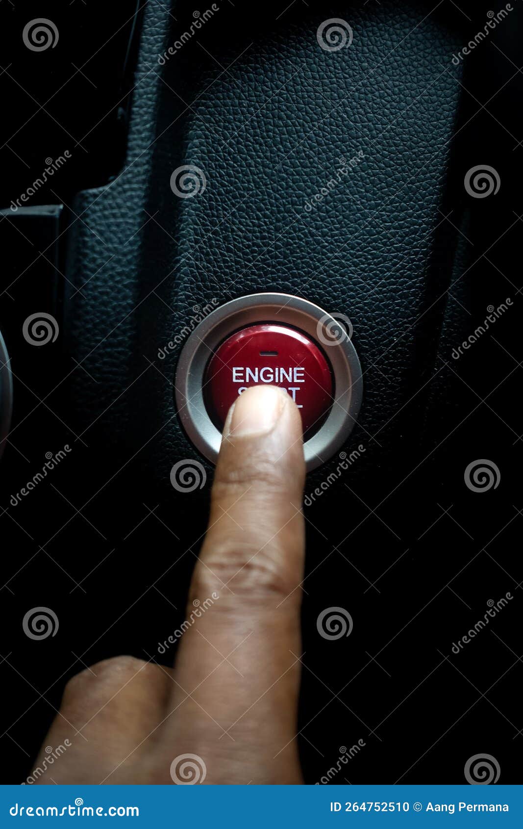 Pressing Engine Start Stop Button on the Car. Stock Photo - Image of ...