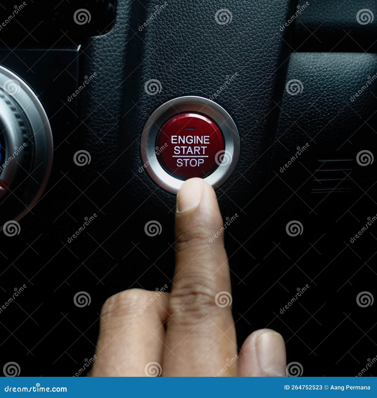 Pressing Engine Start Stop Button on the Car. Stock Image - Image of ...