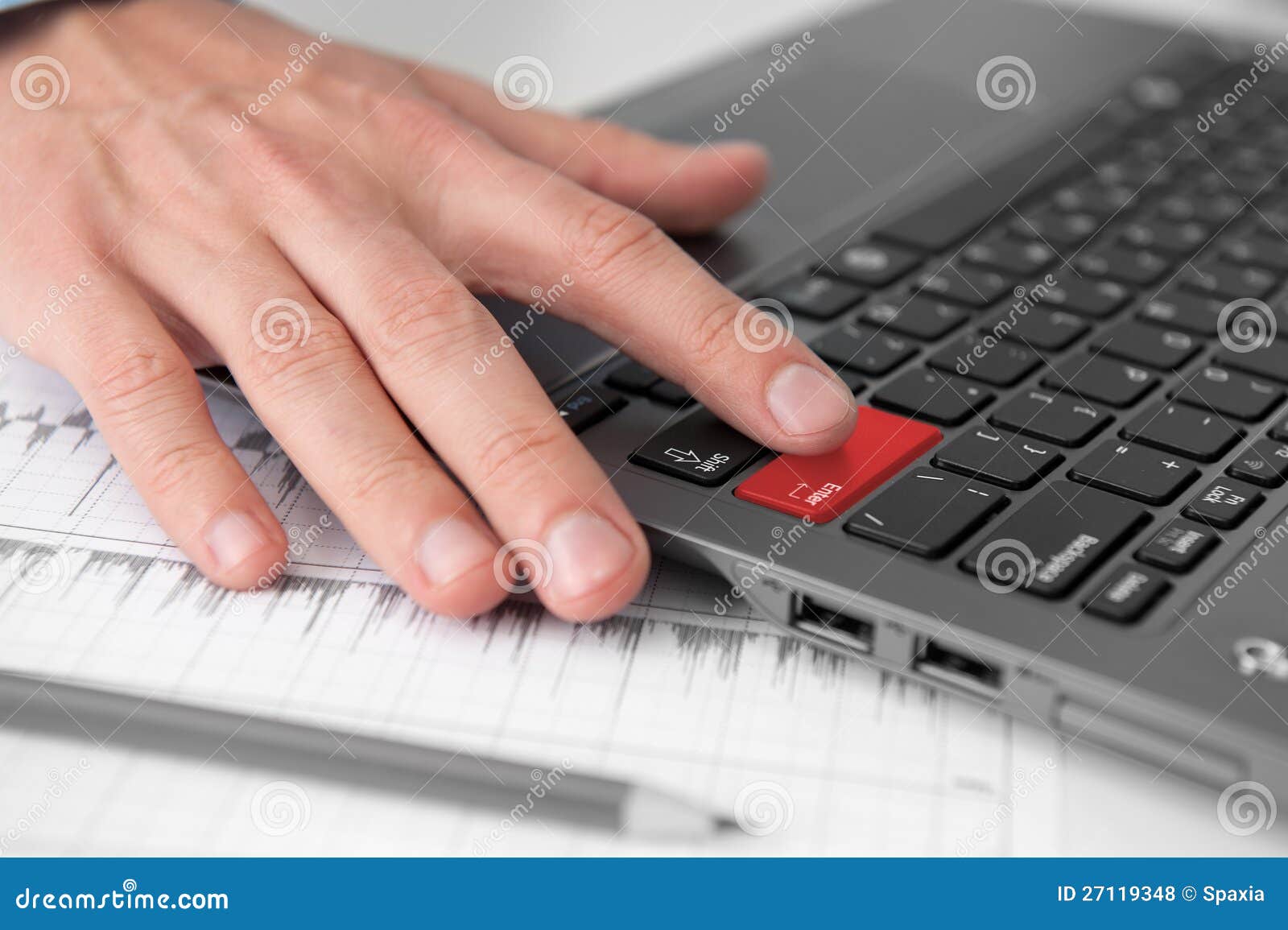 Pressing the Enter button stock photo. Image of macro - 27119348