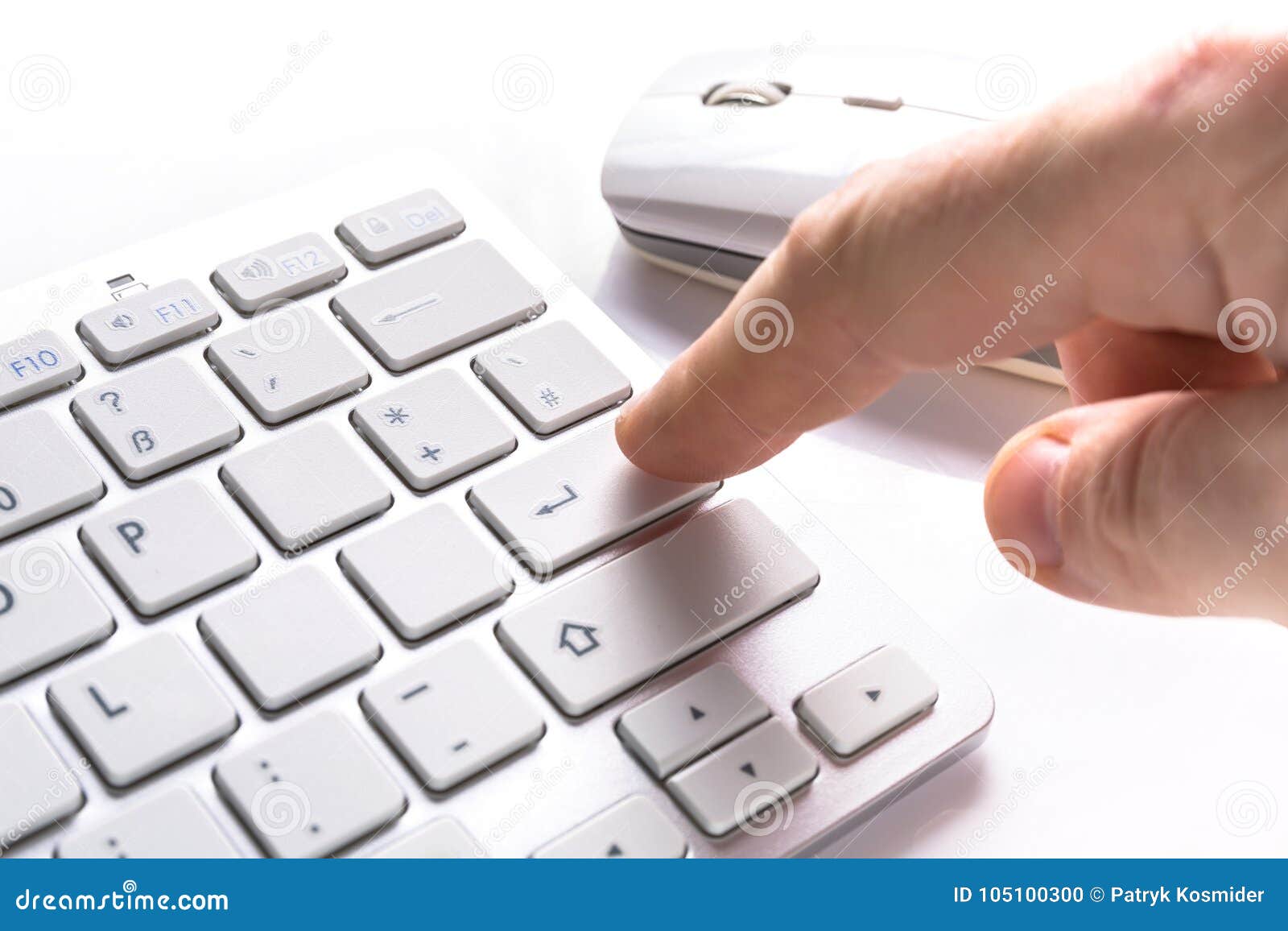 Pressing Enter Button on the Computer Stock Photo - Image of internet ...