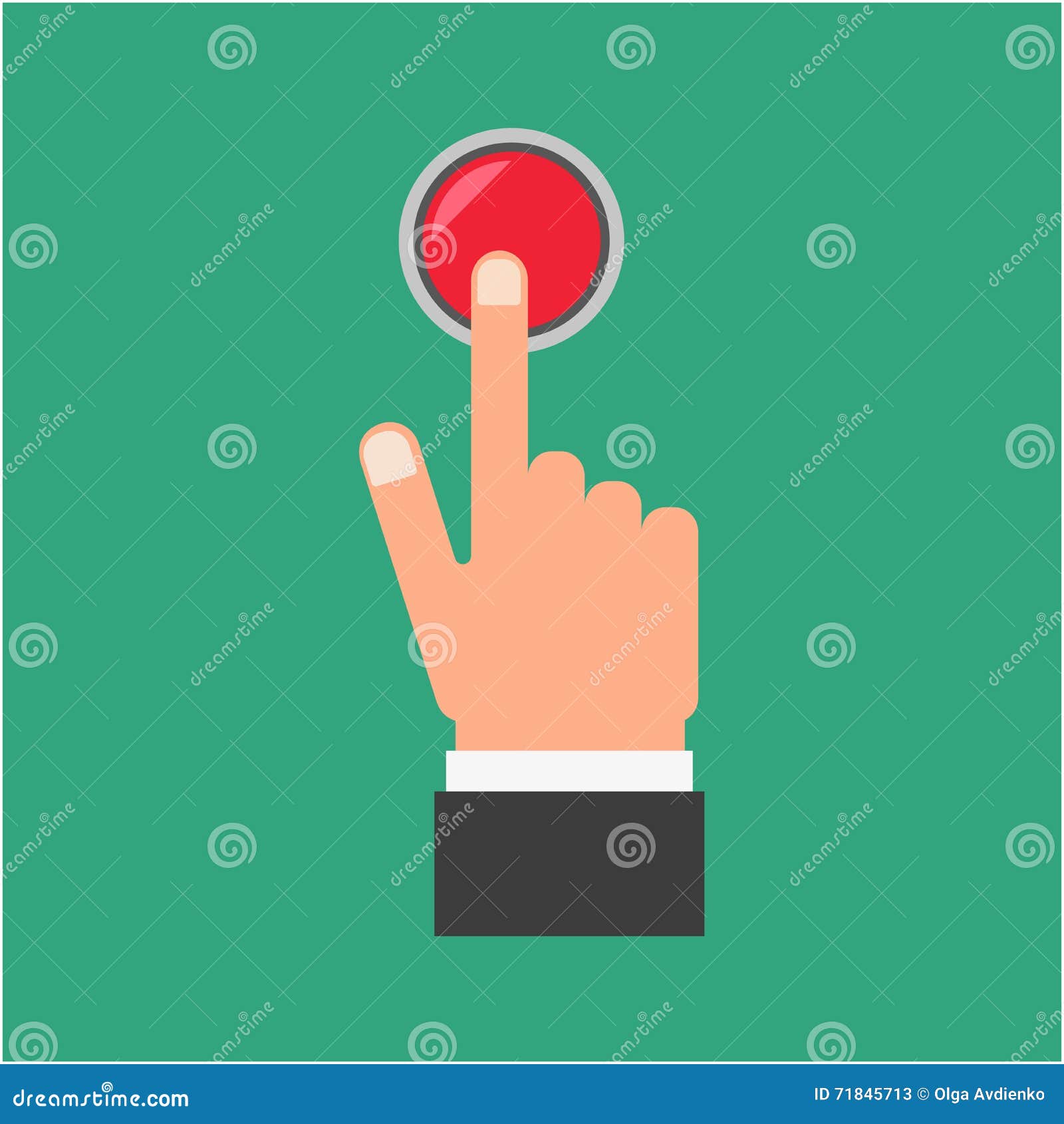 Pressing Finger on Red Button. Stock Vector - Illustration of control ...