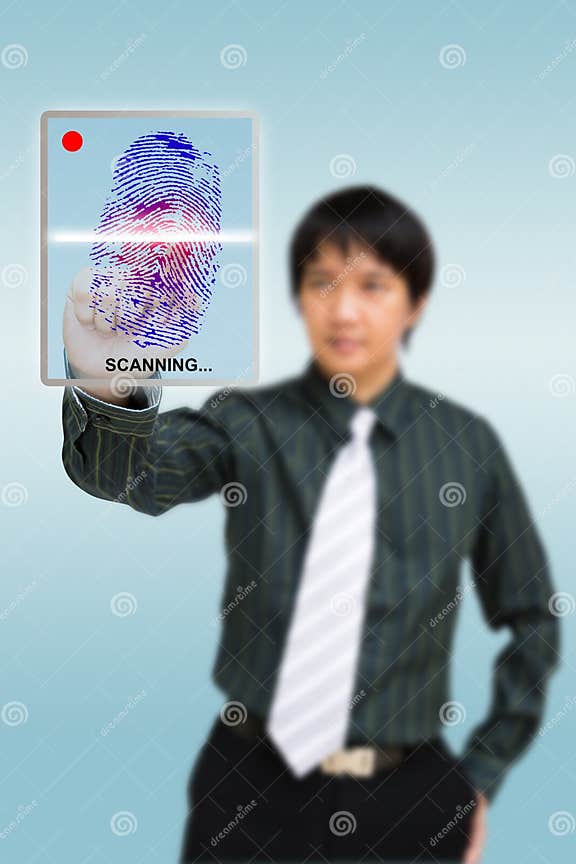 Pressing fingerprint stock image. Image of blue, concept - 27269859