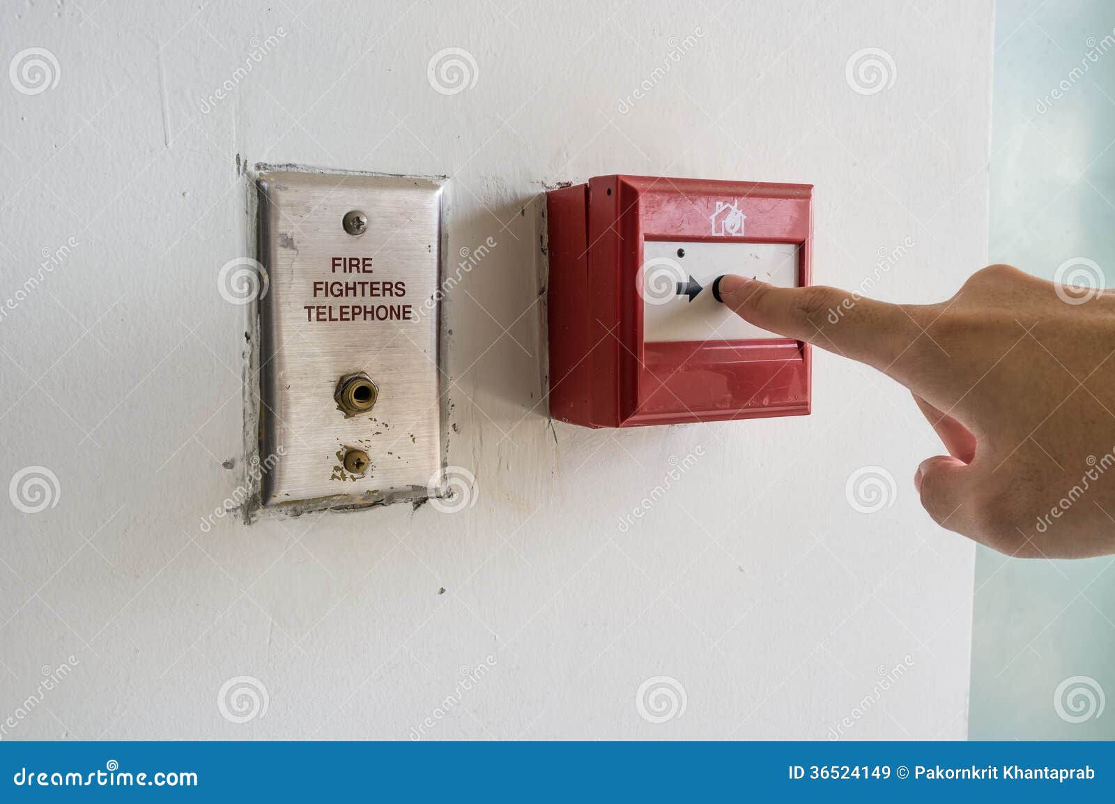 Pressing Fire Alarm stock image. Image of danger, away - 36524149