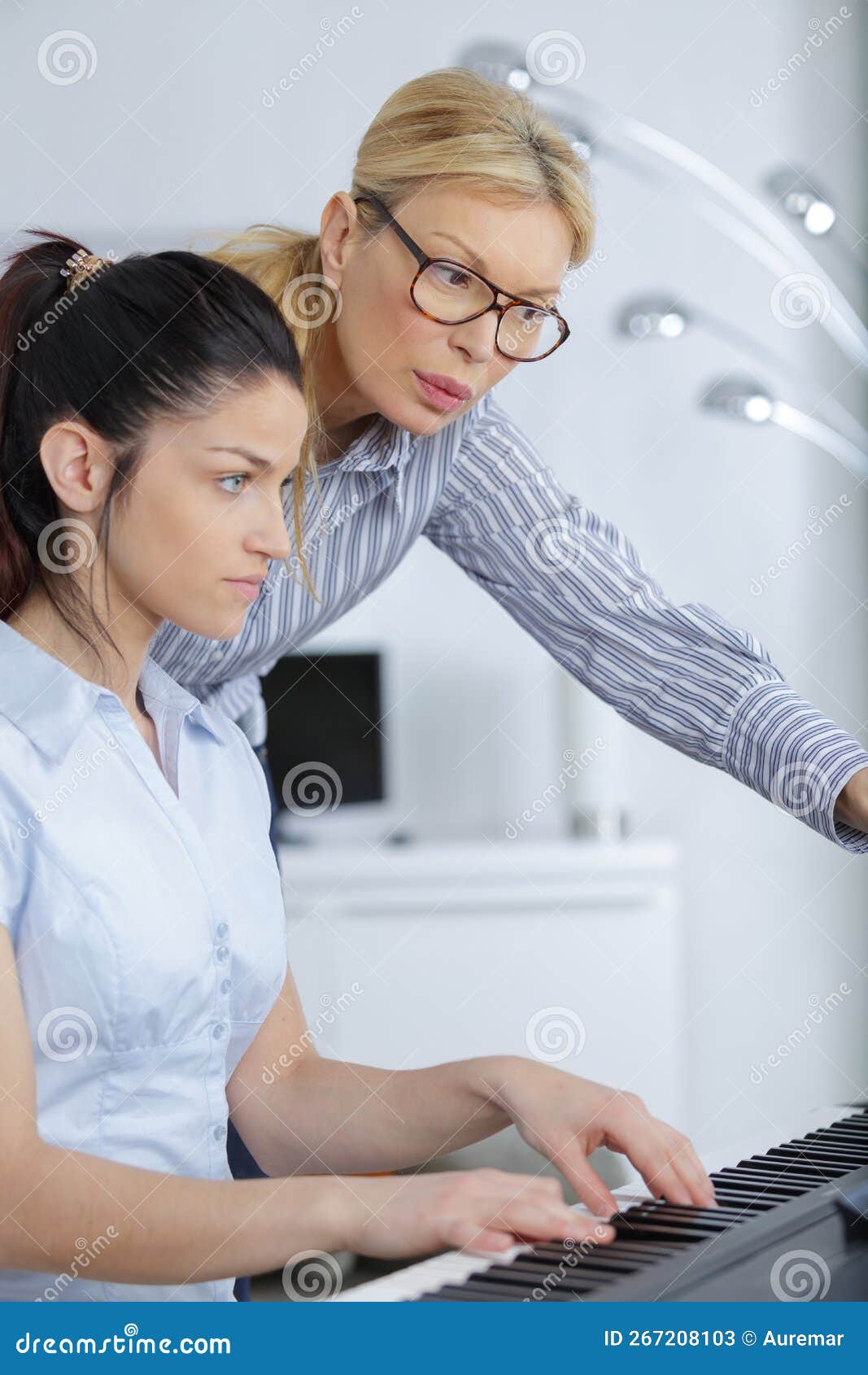 She pressing keys stock image. Image of home, interest - 267208103
