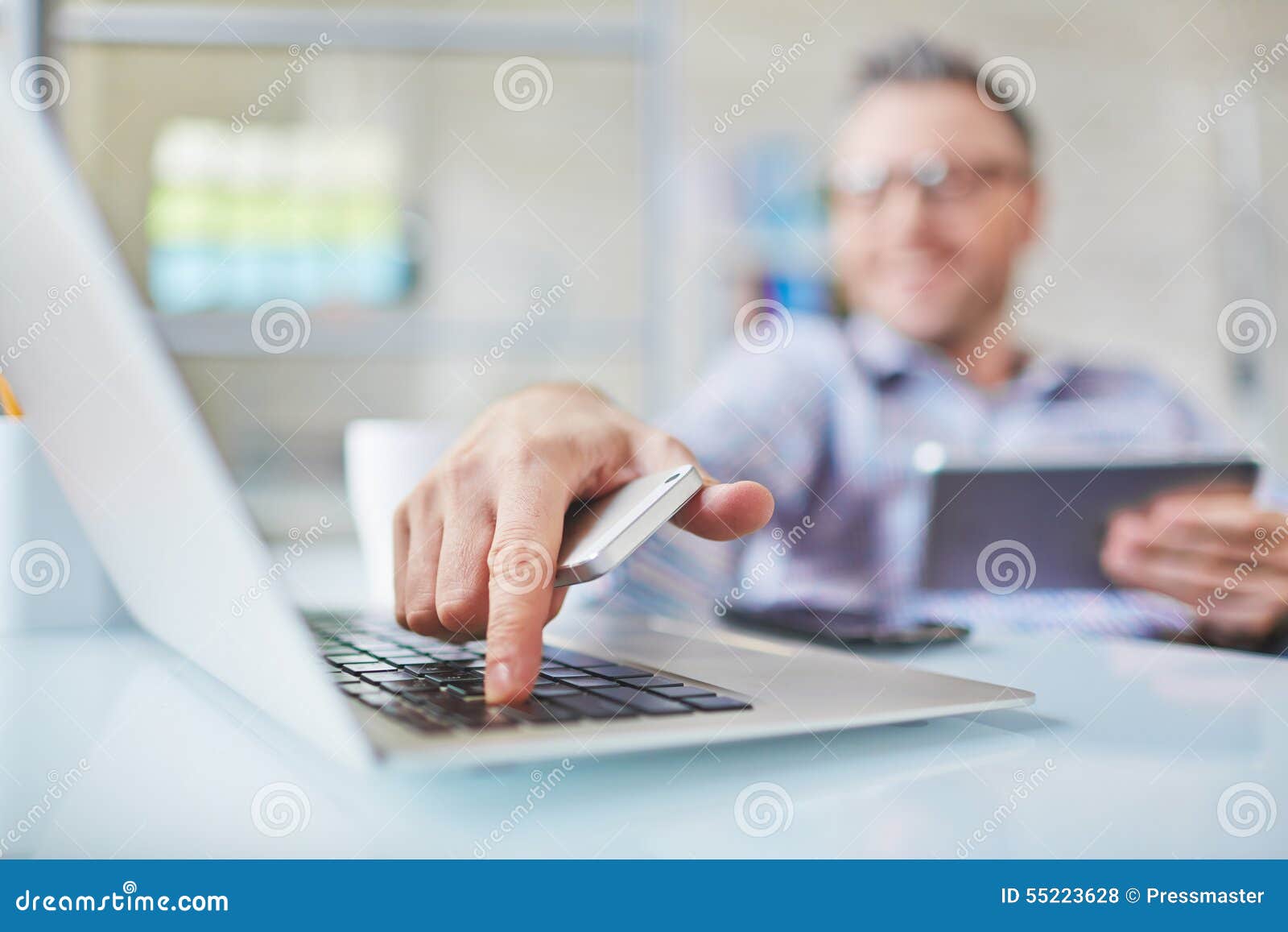Pressing laptop key stock photo. Image of multi, pressing - 55223628
