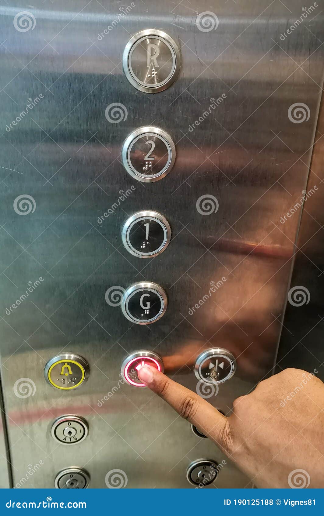 Pressing lift button stock photo. Image of transport - 190125188