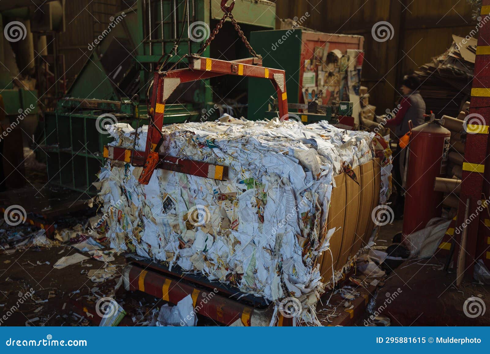 Pressing and Packing of Wastepaper in Recycling Factory Stock Image ...