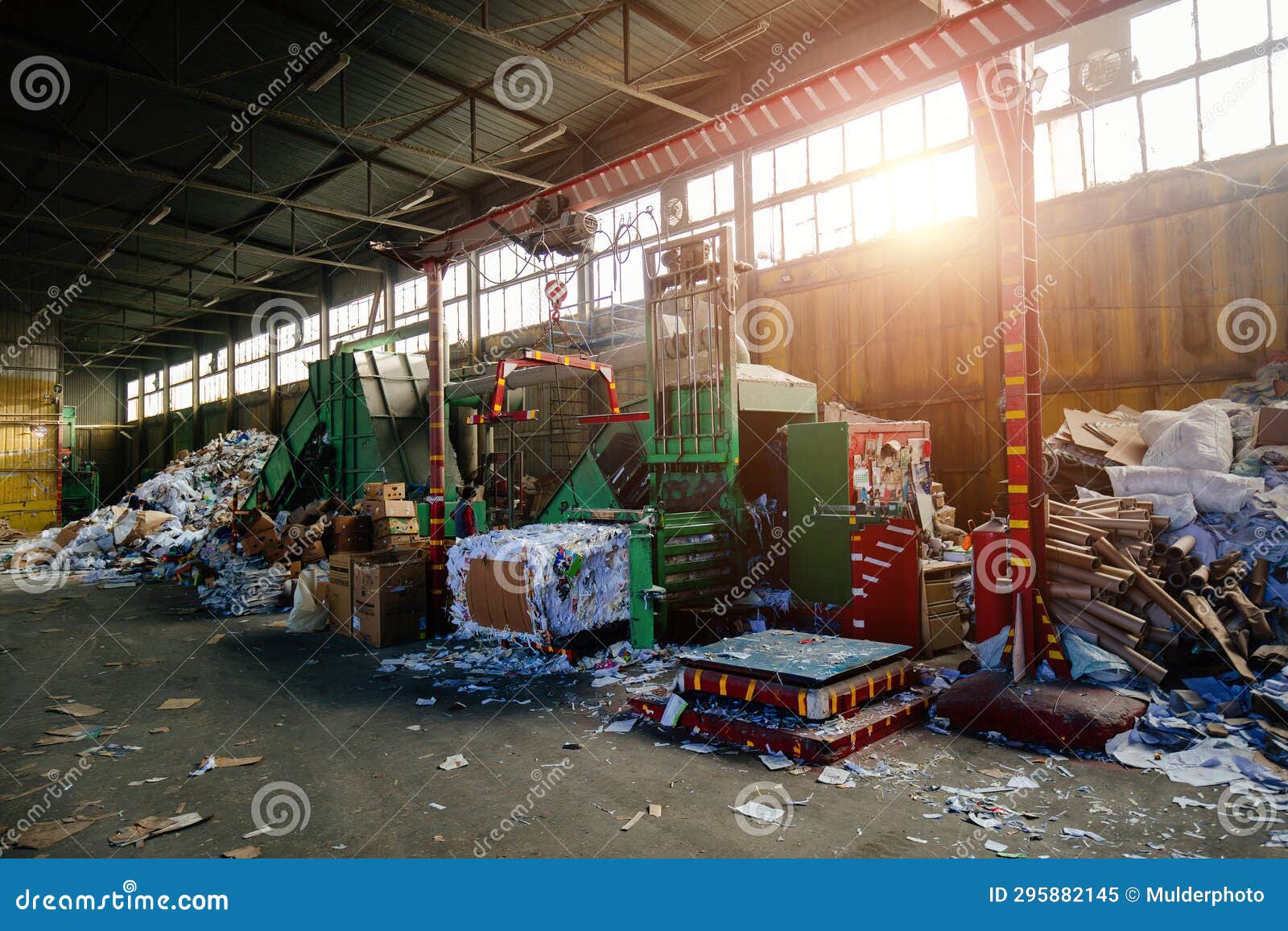 Pressing and Packing of Wastepaper in Recycling Factory Stock Image ...