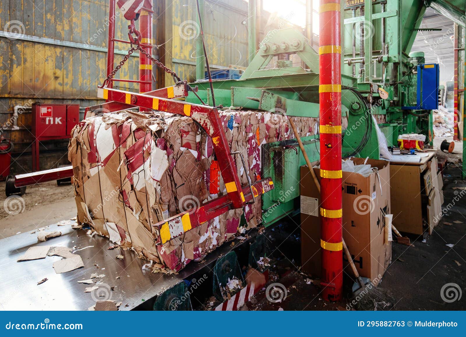 Pressing and Packing of Wastepaper in Recycling Factory Stock Image ...