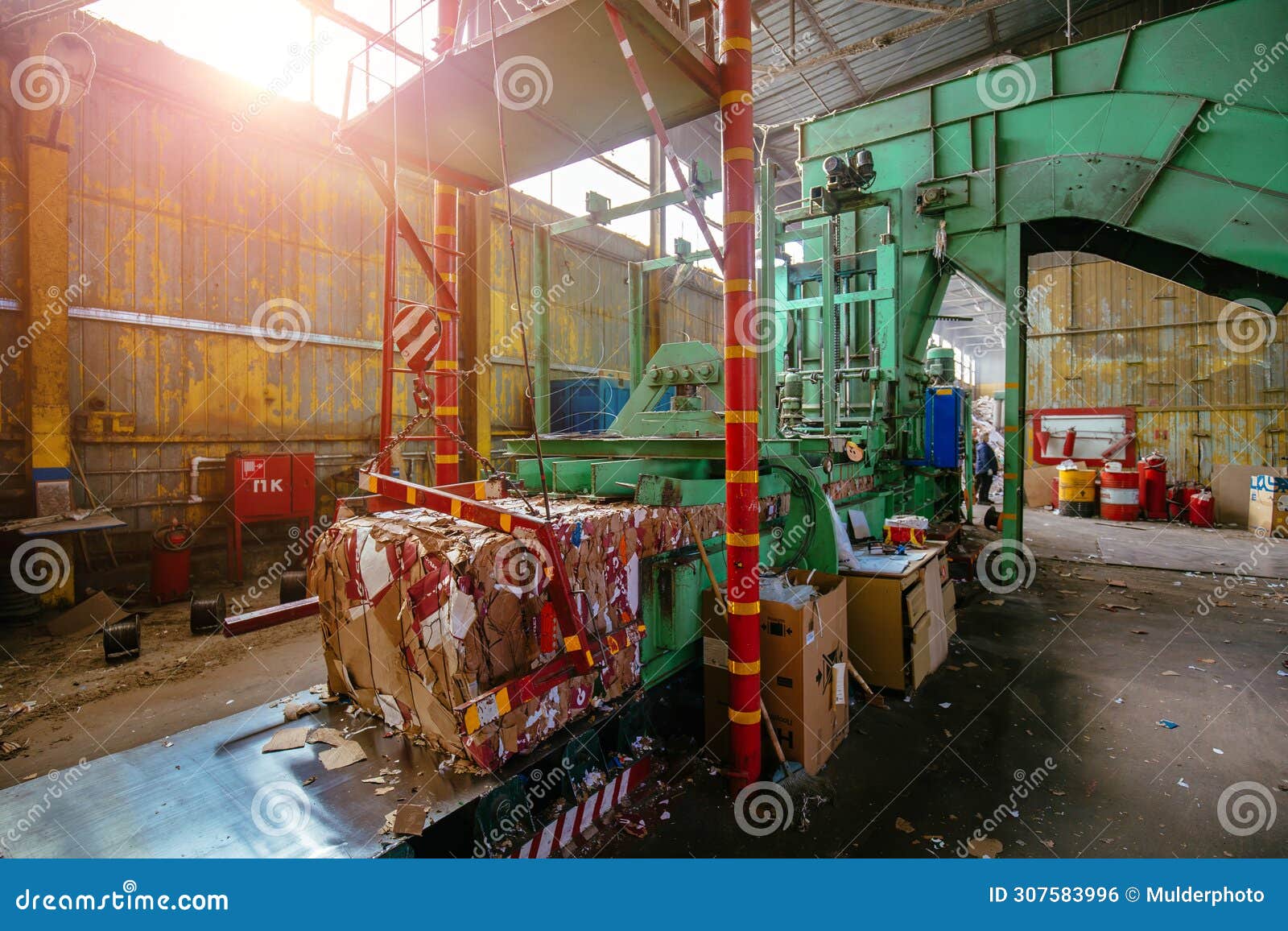 Pressing and Packing of Wastepaper in Recycling Factory Stock Photo ...