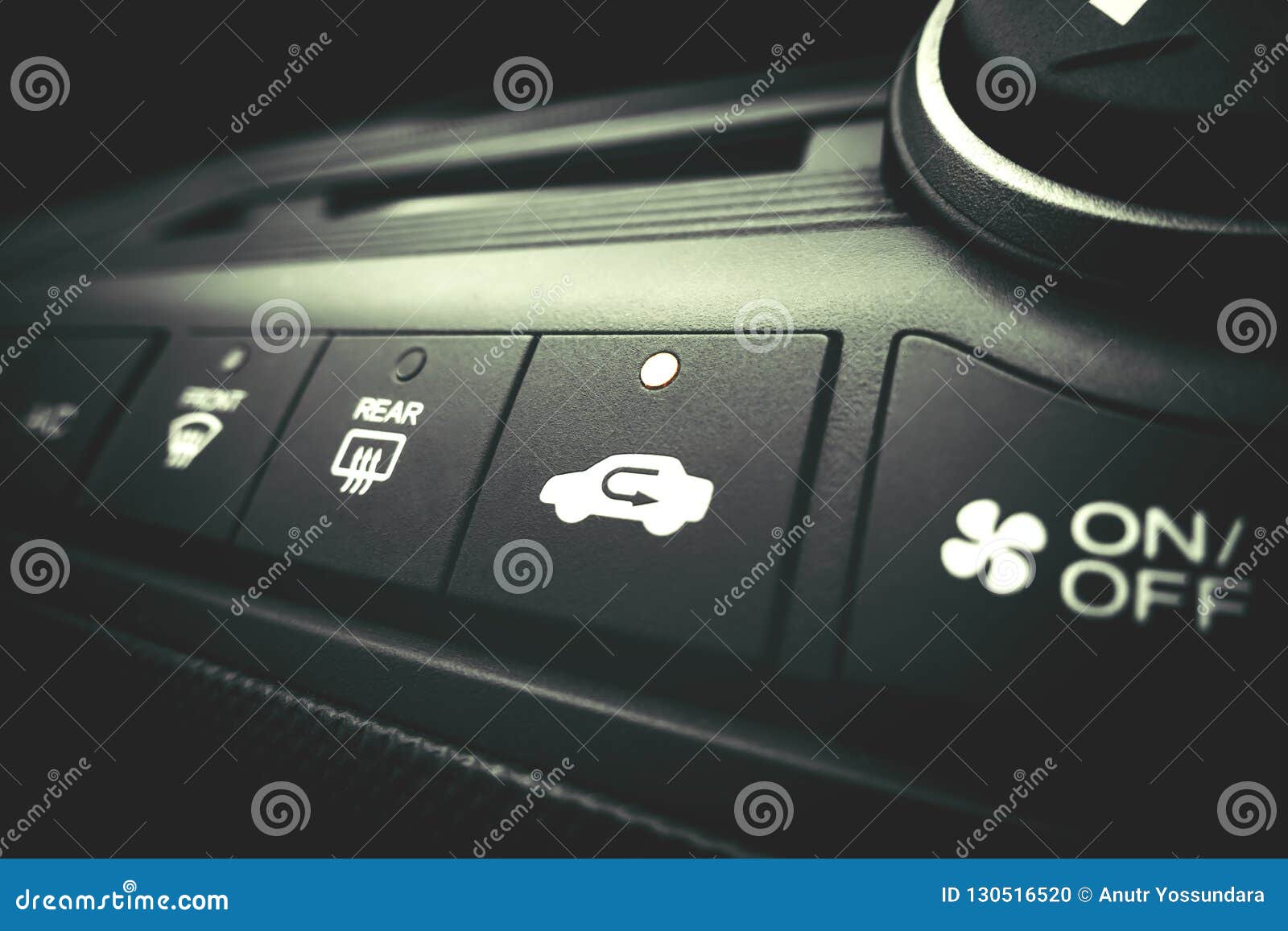 Pressing on Power Switch of a Car Air Conditioning System Stock Photo ...