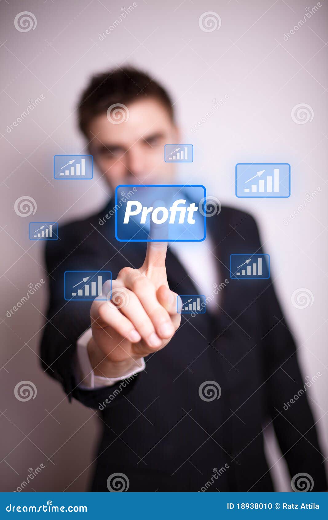 Pressing Profit Icon with One Hand Stock Photo - Image of interface ...