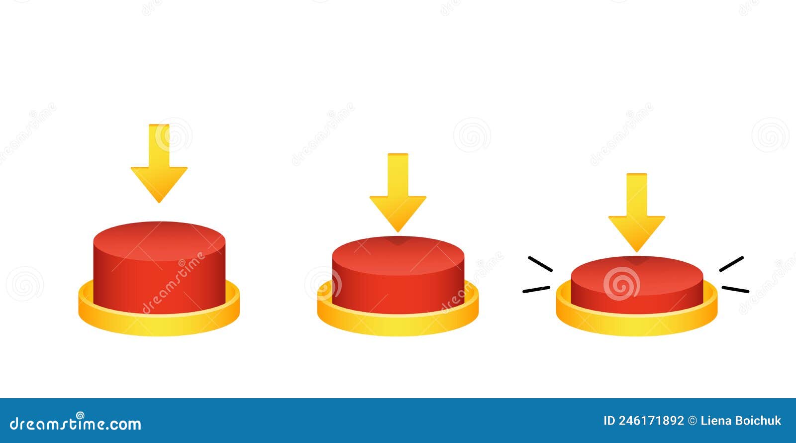 Pressing a Red Button, Press the Button To Start the Game, 3d Vector ...