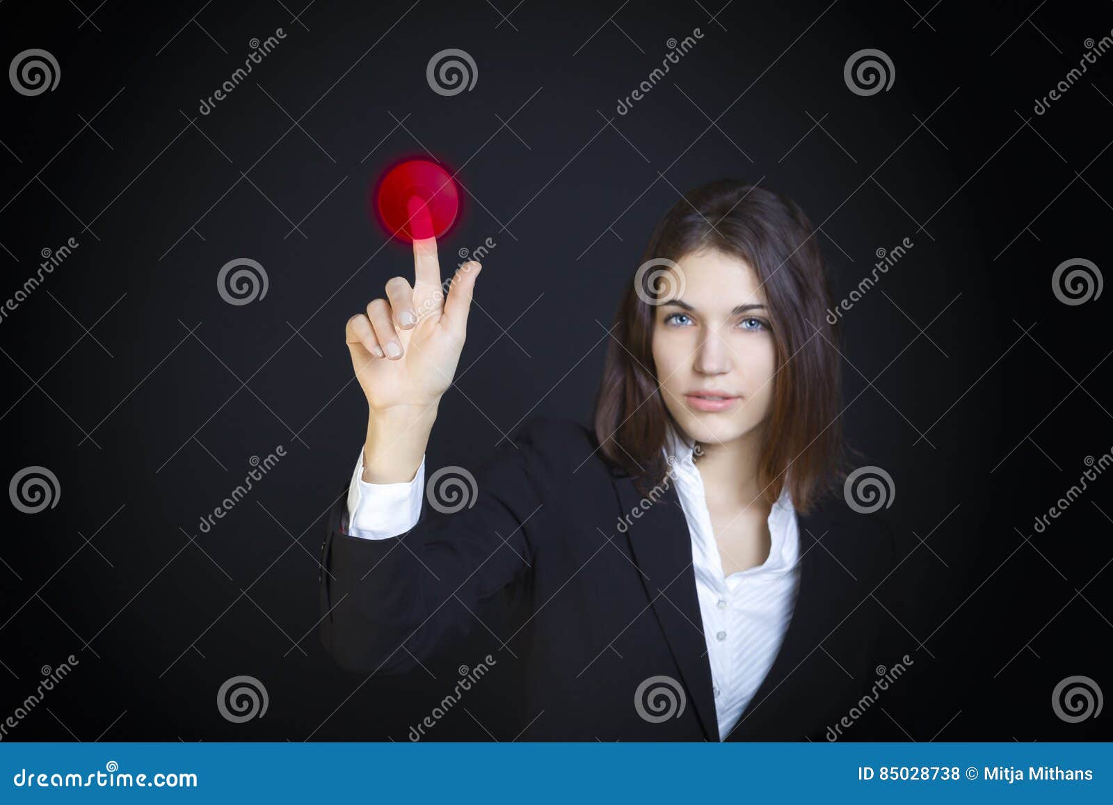 Pressing the red button stock photo. Image of leadership - 85028738