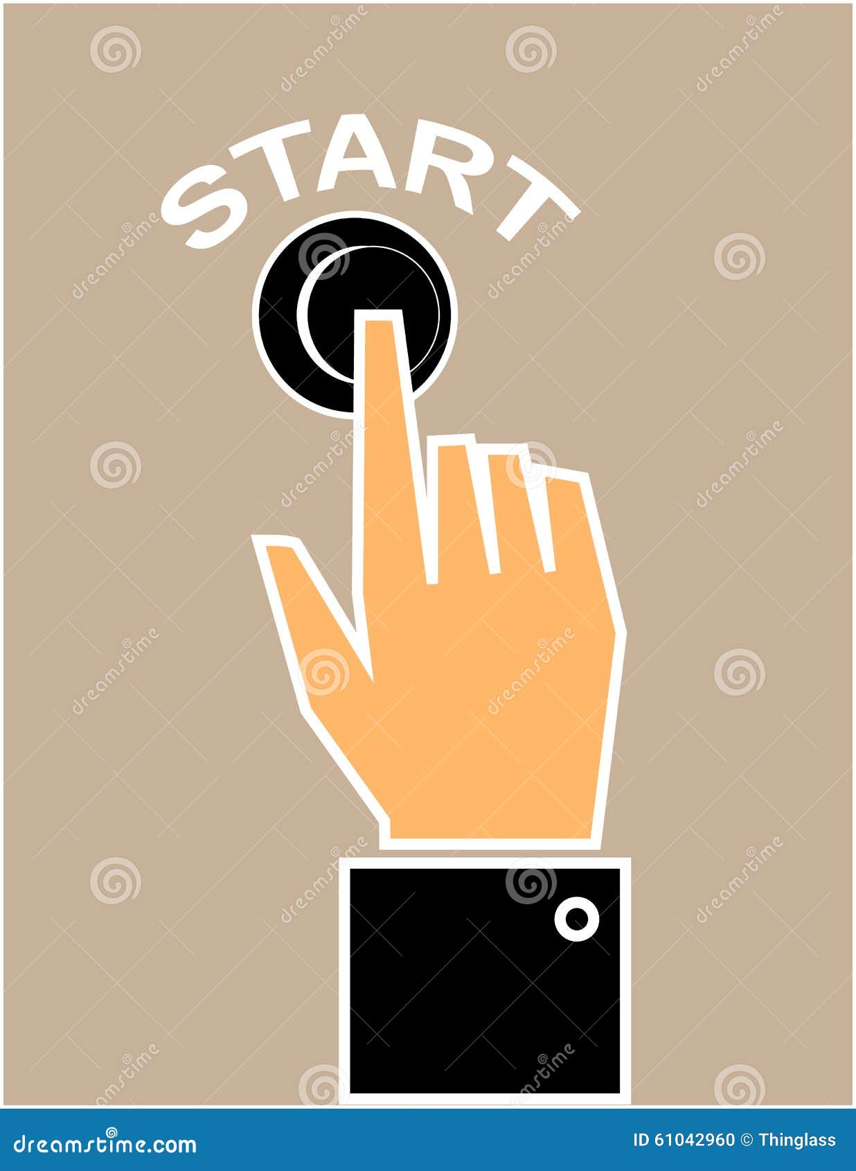 Pressing the Start Button stock vector. Illustration of finger - 61042960