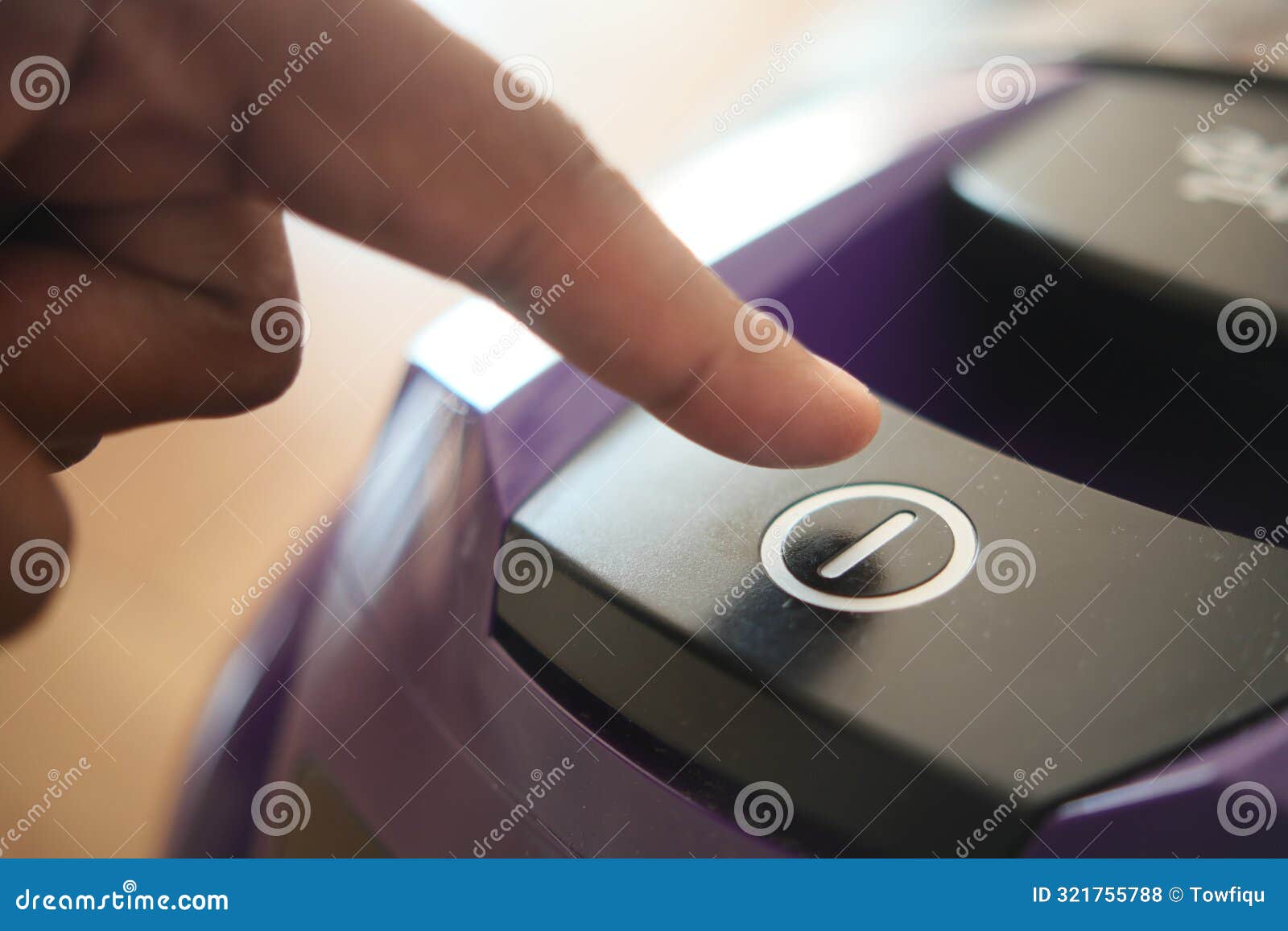 Pressing Start Button on Vacuum Cleaner. Stock Photo - Image of home ...