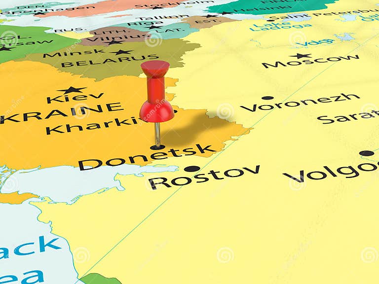 A Pressione Sulla Mappa Di Donec'k Illustrazione di Stock ...