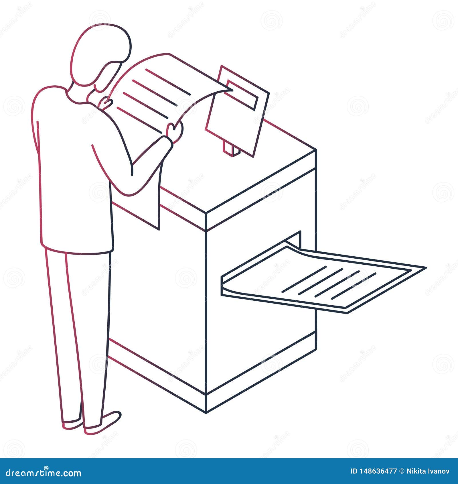 Pressman Works at the Printer in a Typography Stock Illustration ...