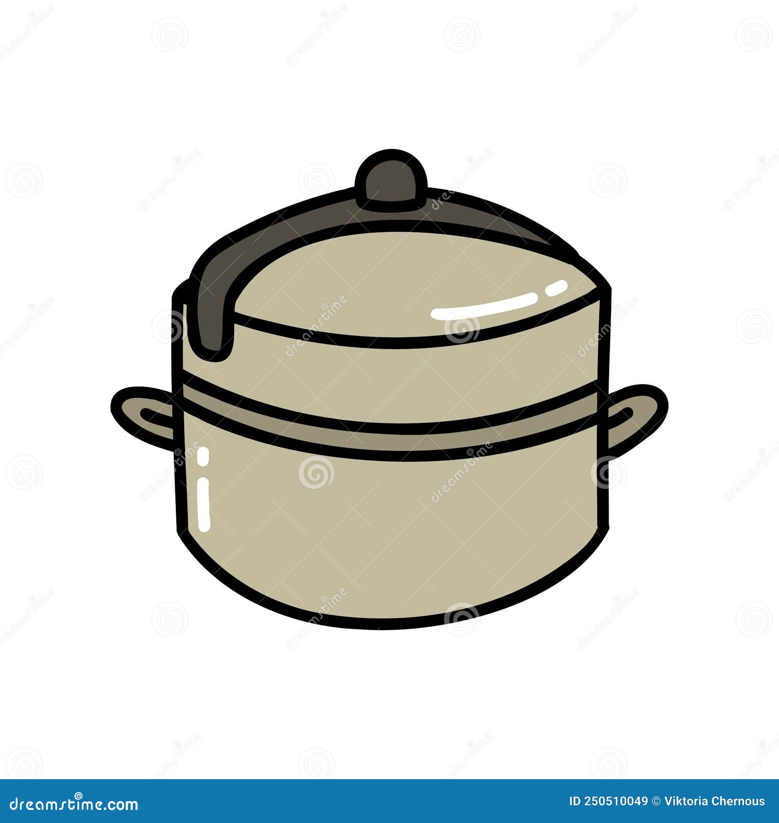 Pressure Cooker Doodle Icon, Vector Color Line Illustration Stock ...