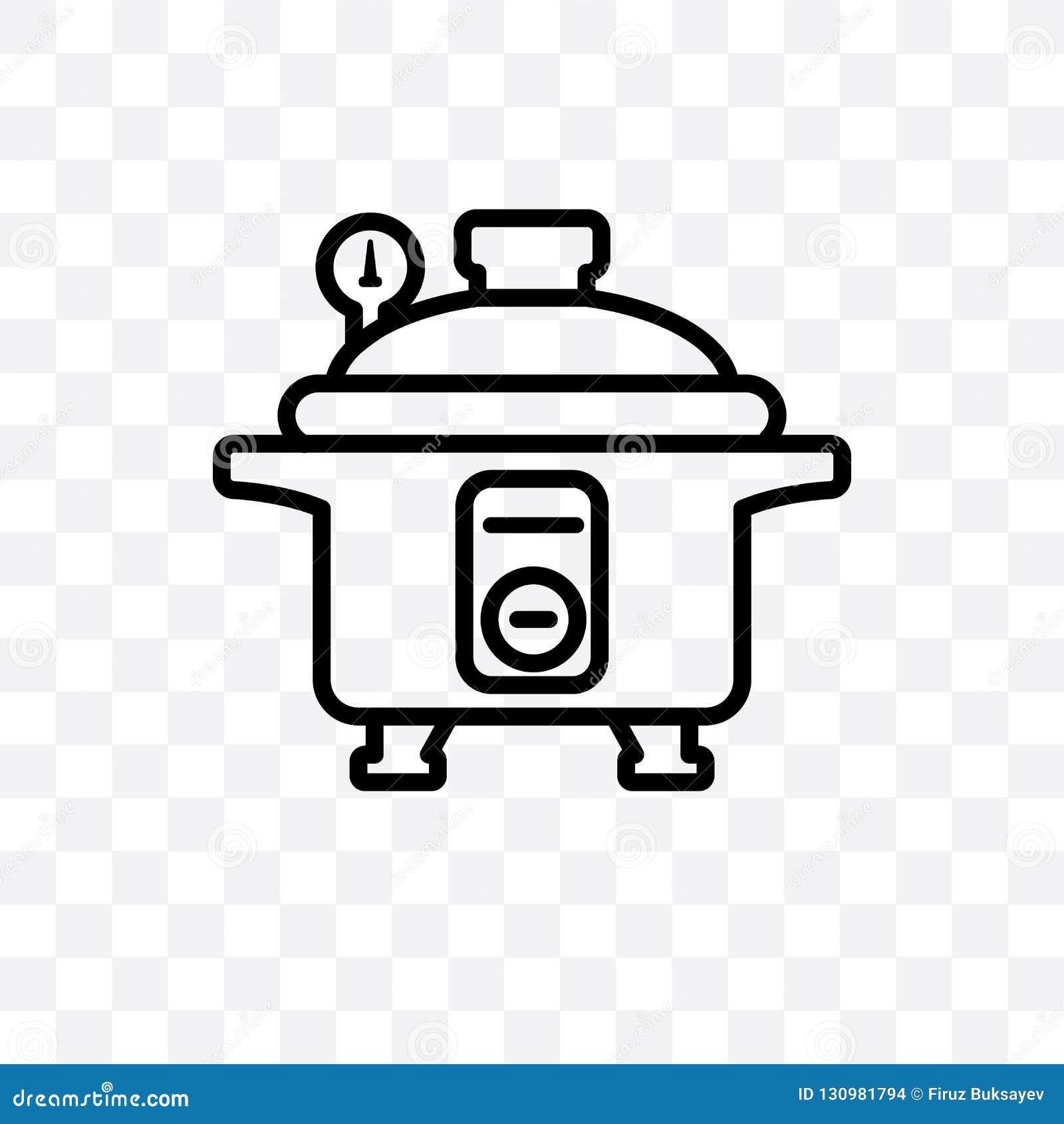 Pressure Cooker Vector Linear Icon Isolated on Transparent Background ...