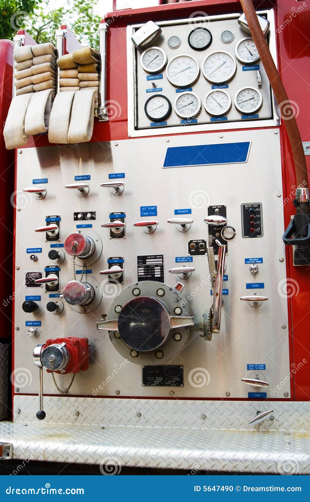Pressure Gages on Firetruck Stock Photo - Image of booster, discharge ...