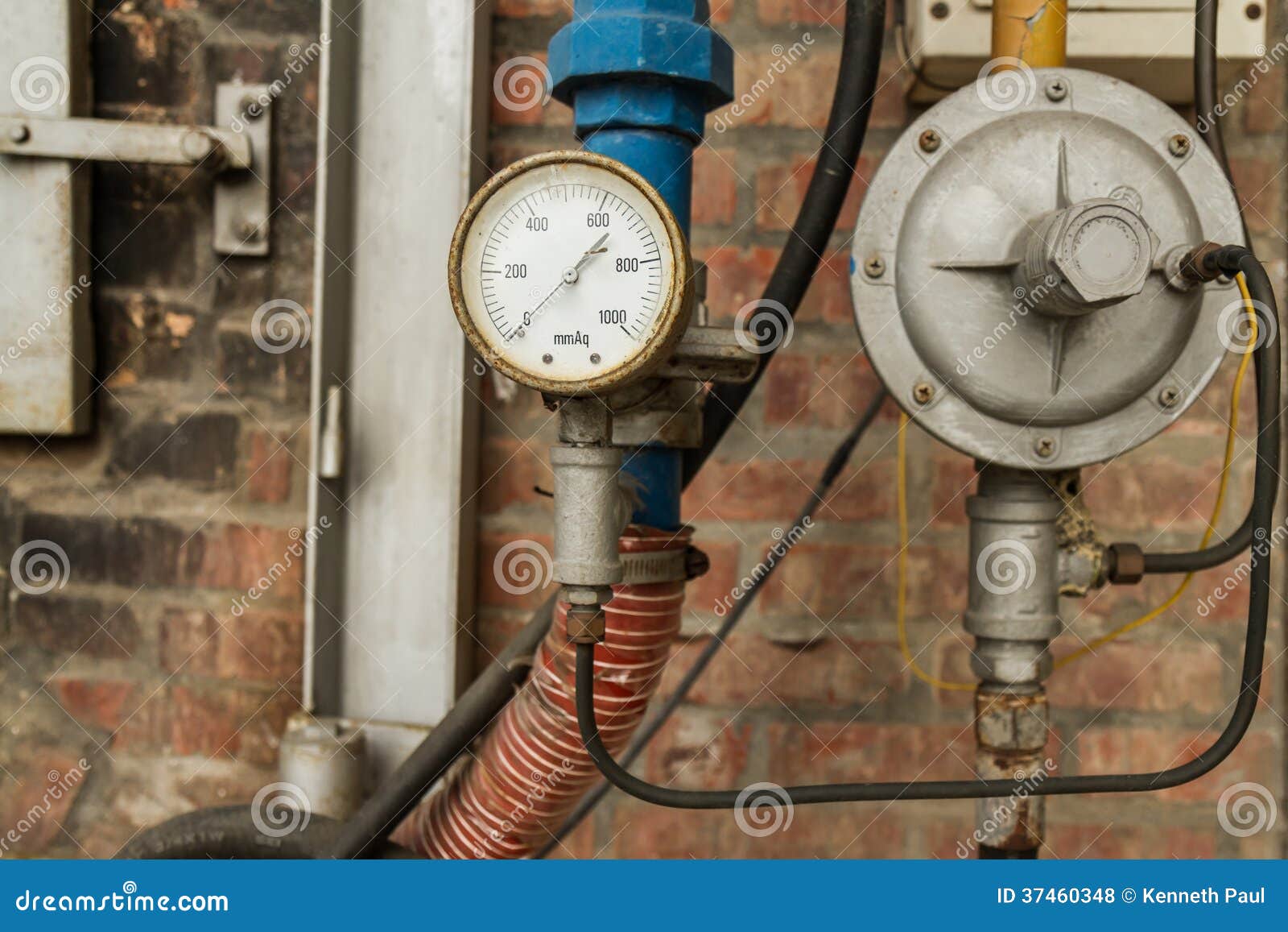Pressure Gauge Connected To Pipes Stock Photo - Image of measure ...