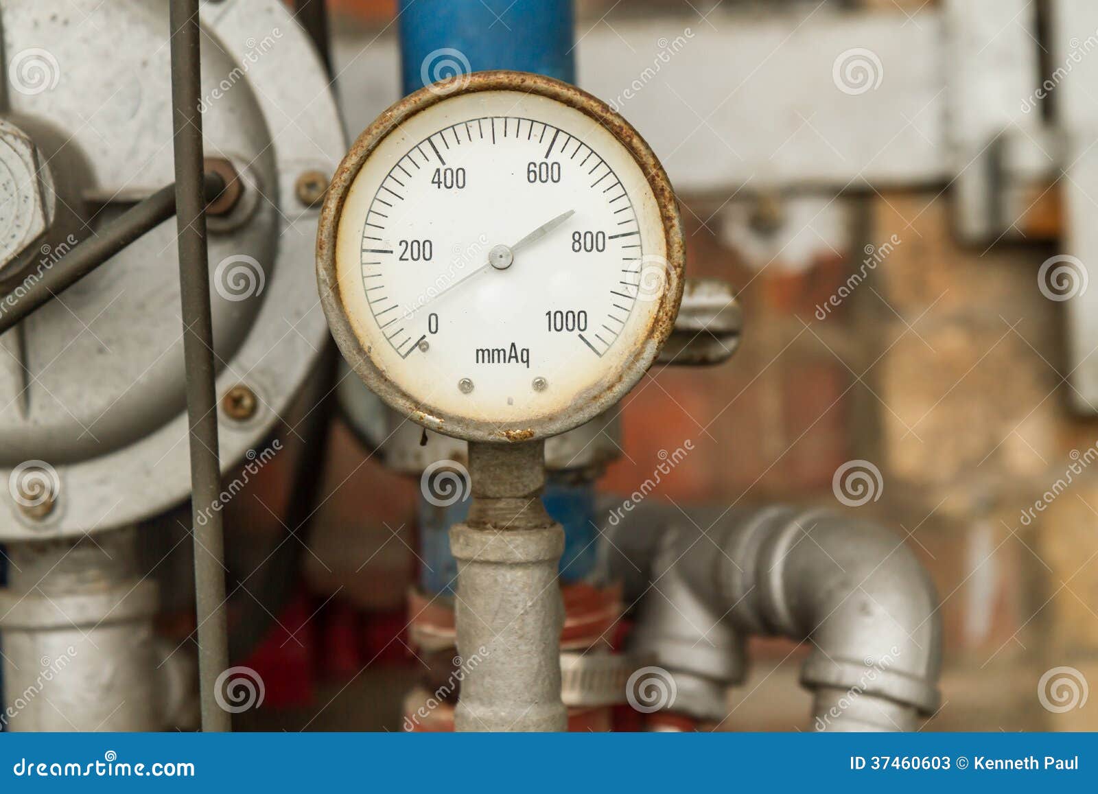 Pressure Gauge Connected To Pipes Stock Image - Image of pipeline ...