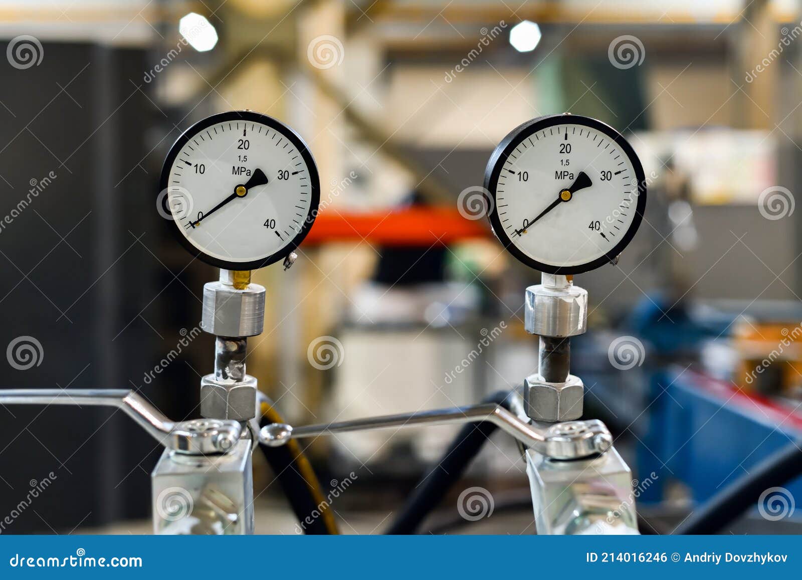 Pressure Gauge on the Control Panel of the Hydraulic Station Stock ...