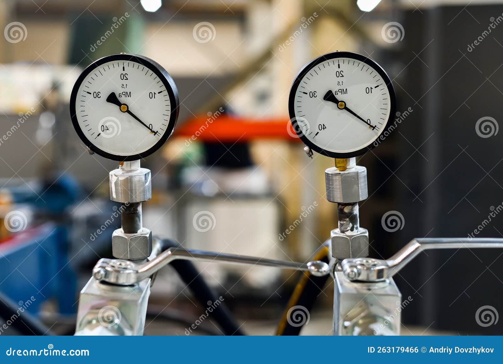 Pressure Gauge on the Control Panel of the Hydraulic Station Stock ...