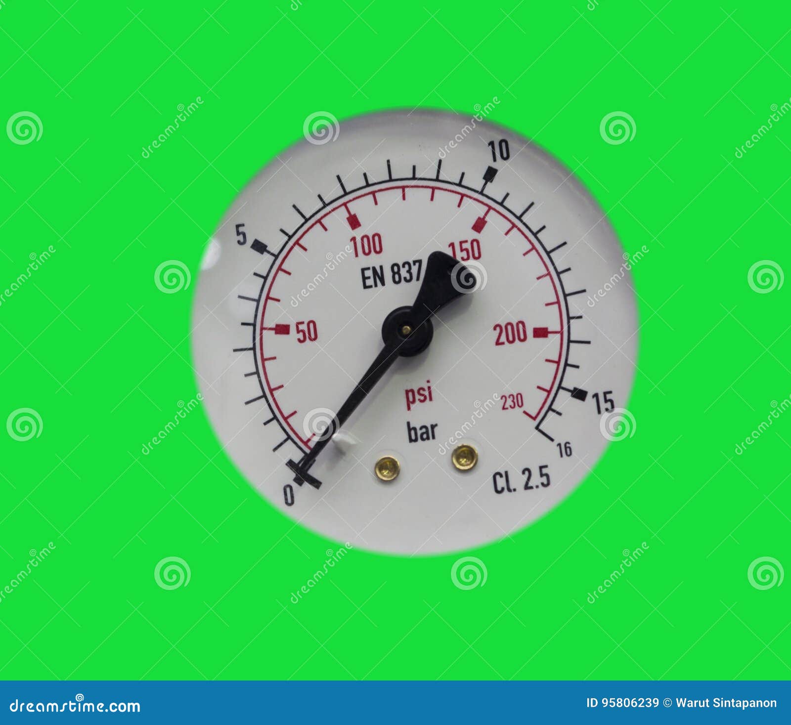 Pressure Gauge / Gage in Green Background Stock Image - Image of ...