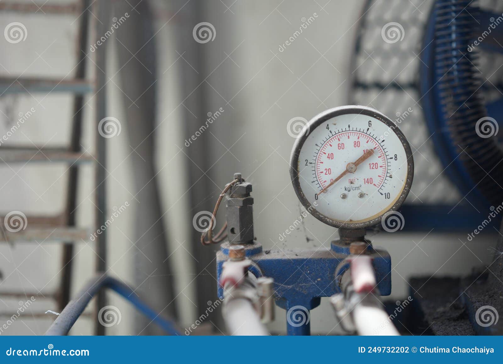 Pressure Gauge on Old Machine Background, Engineering Equipment Concept ...