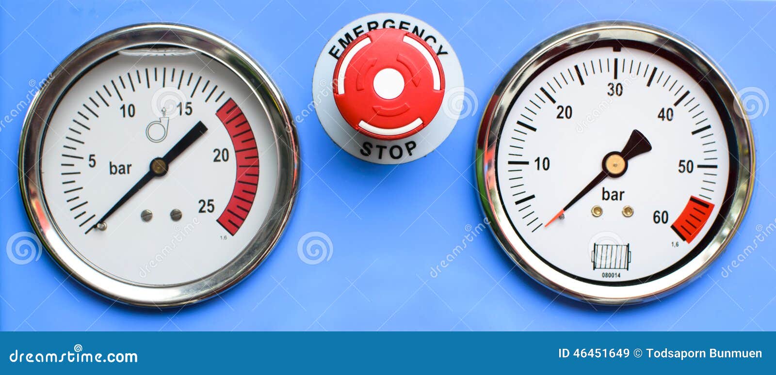 Pressure Gauges with Button Emergency Stock Image - Image of barometer ...