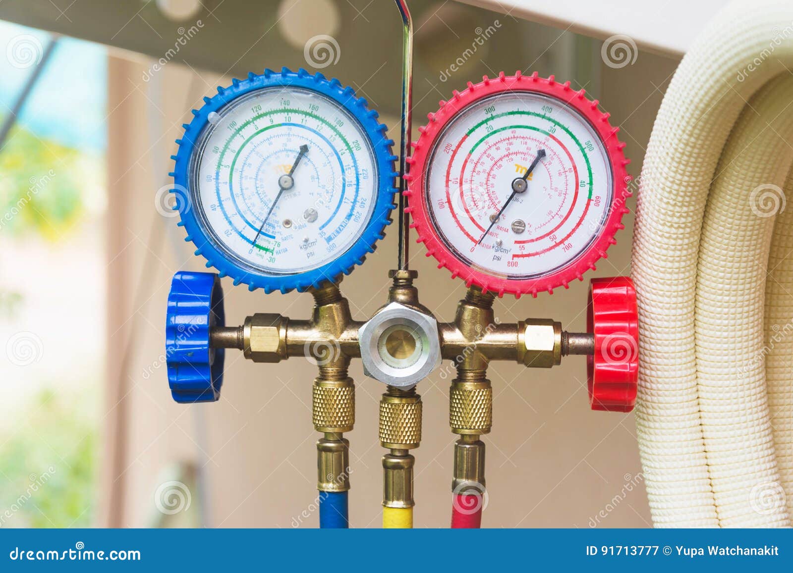 Pressure Meter on Air Conditioner Stock Image - Image of technician ...