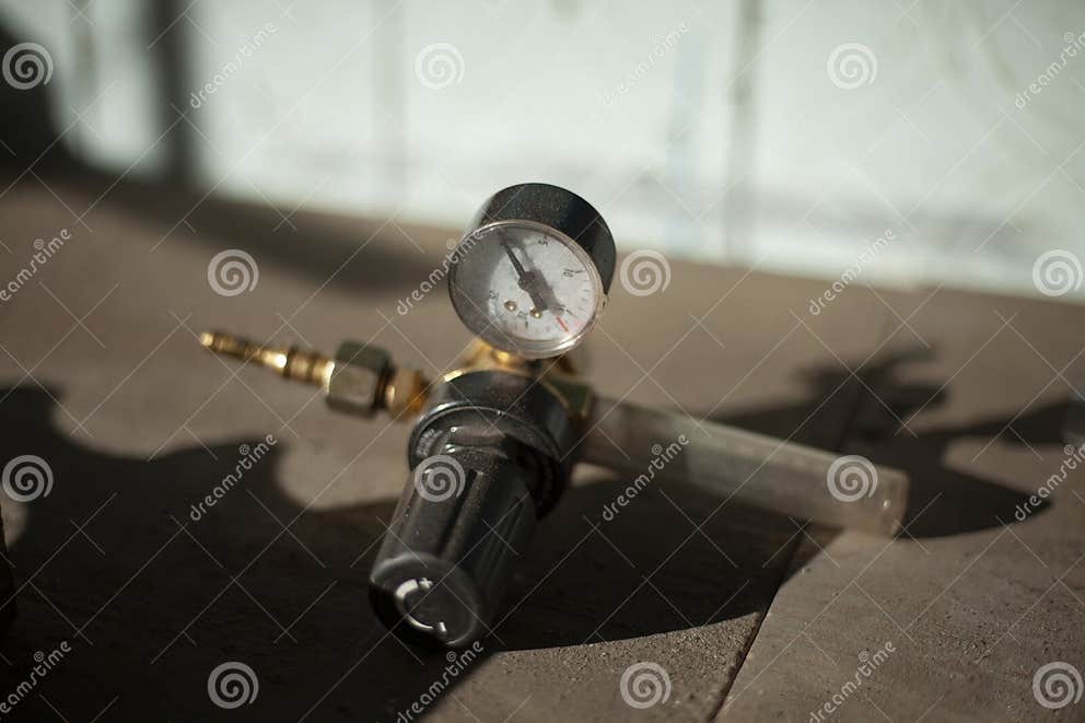 Pressure Meter. Pressure Sensor is on Table Stock Photo - Image of ...