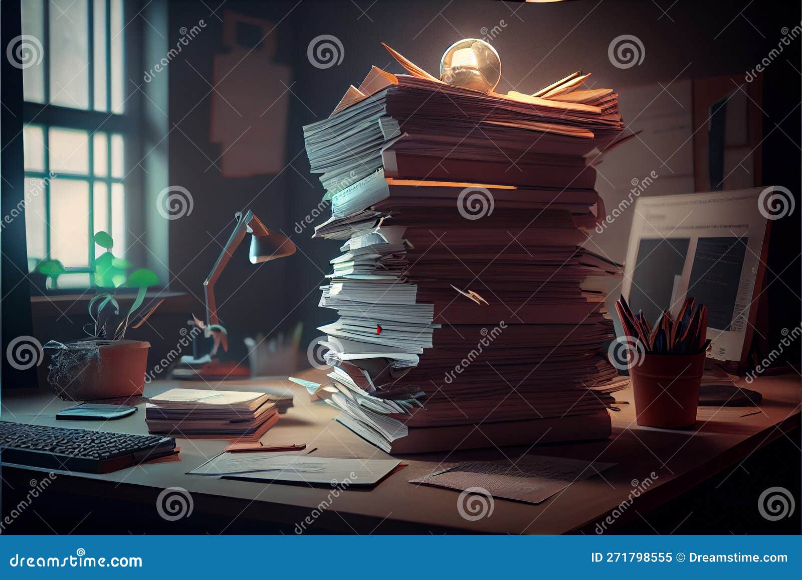 Pressure of Paperwork. Giant Stack of Paper Documents Stock ...