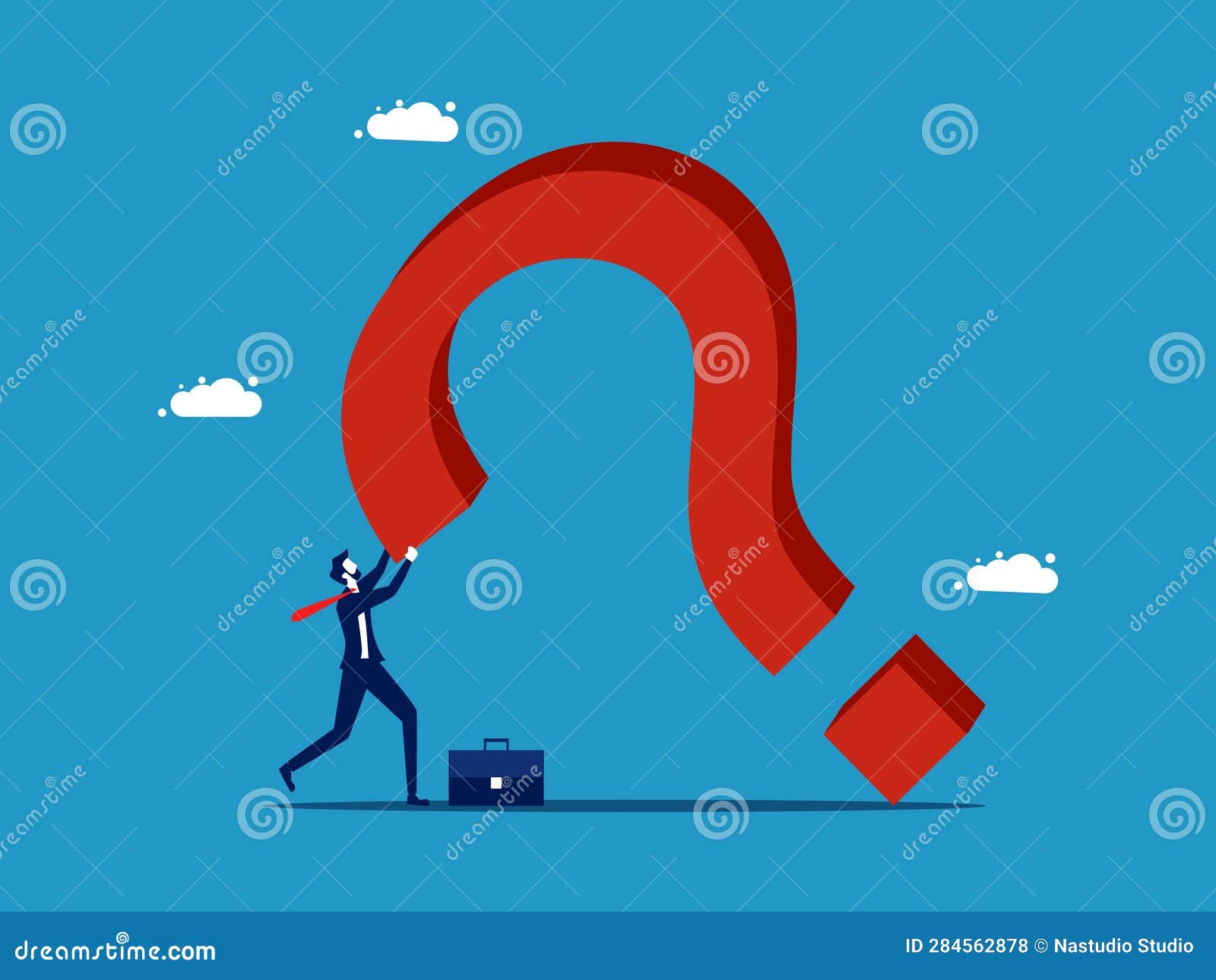 Pressure Problem. Businessman Pressured by Big Question Mark Stock ...