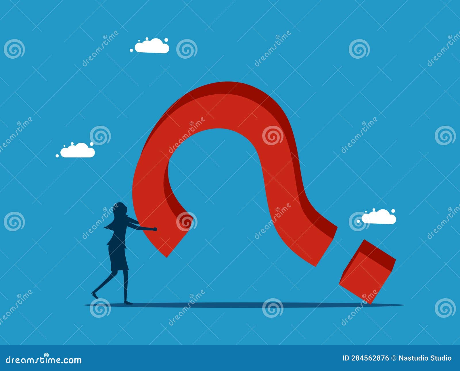 Pressure Problem. Woman Pressured by Big Question Mark Stock Vector ...