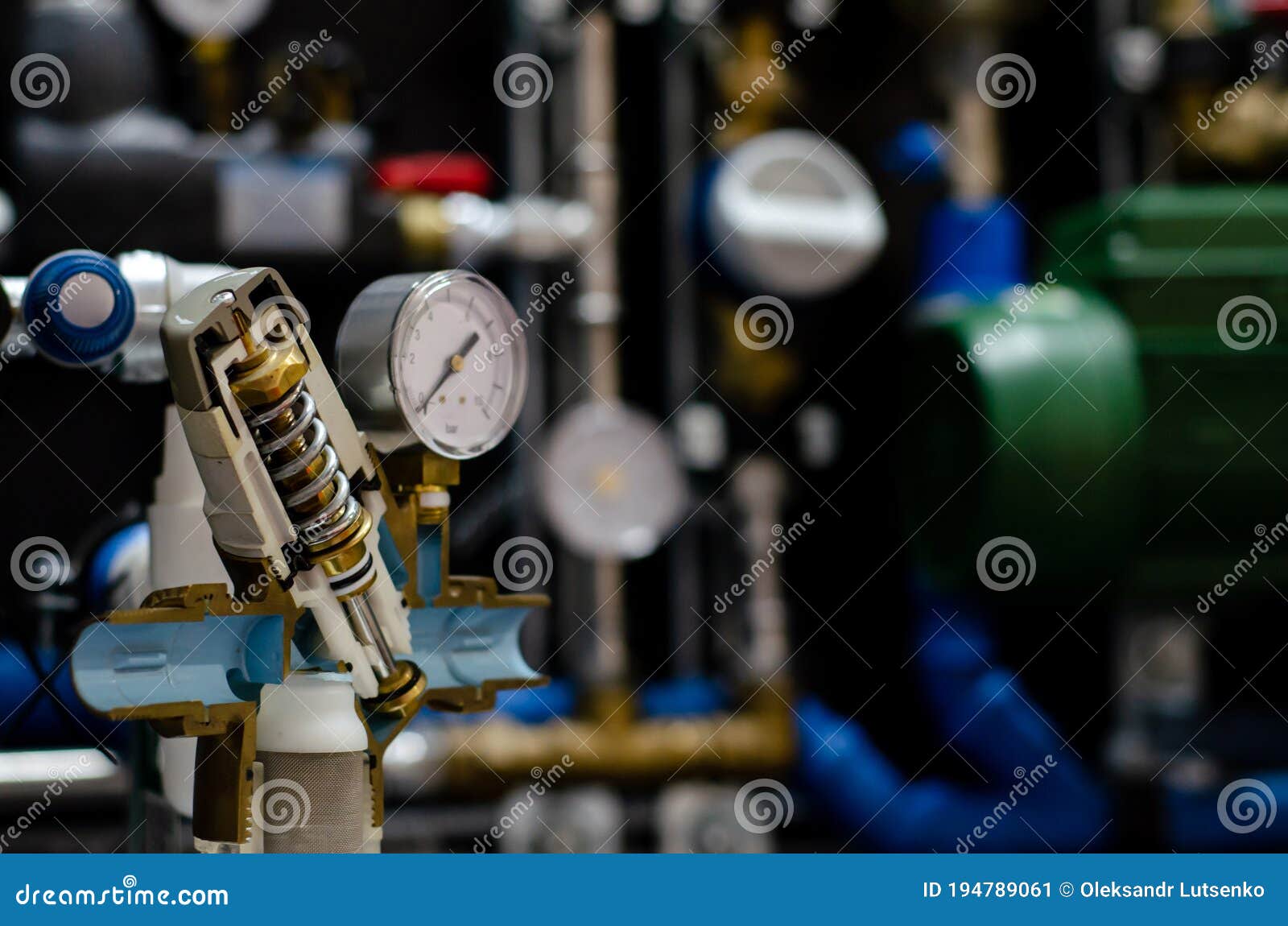 Pressure Reducing Valve. with Filter and Pressure Gauge Stock Image ...