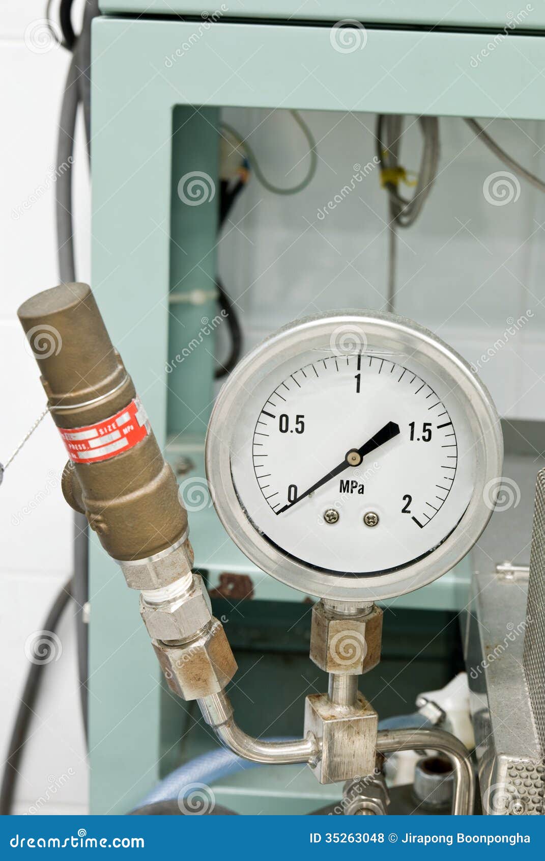 Pressure Release Valve and Pressure Gage Stock Photo - Image of ...