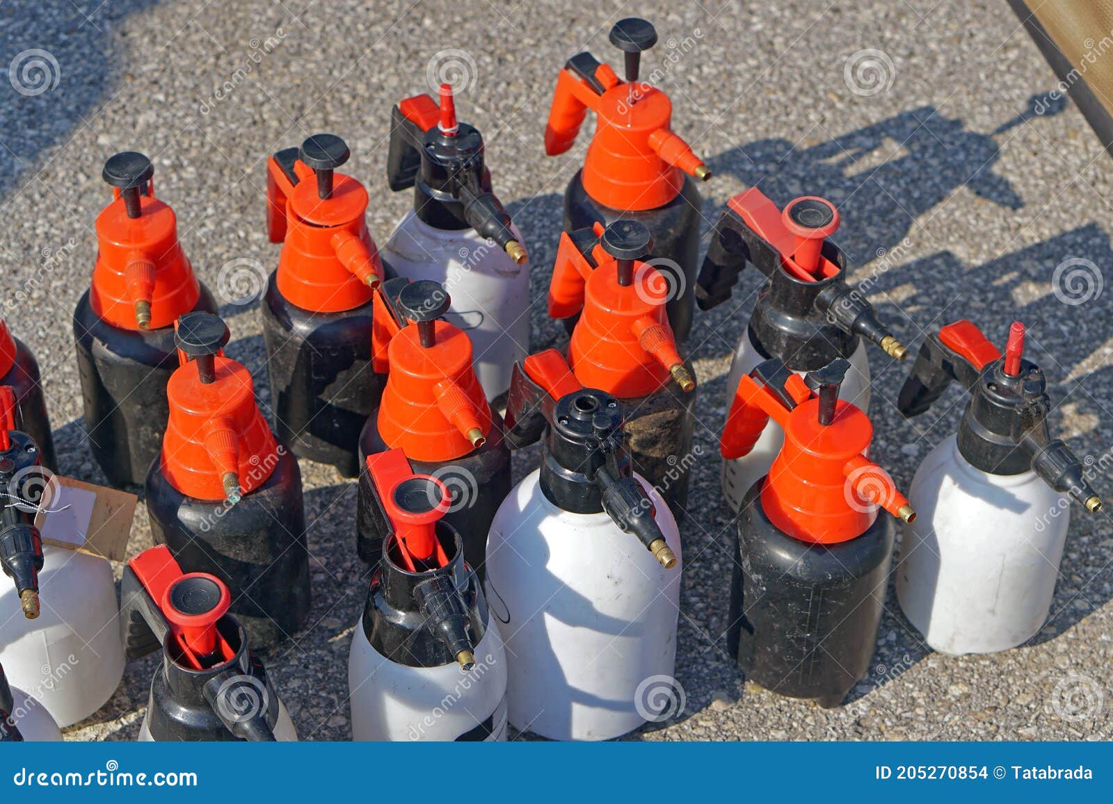 Pressure spray bottles stock photo. Image of plastic - 205270854